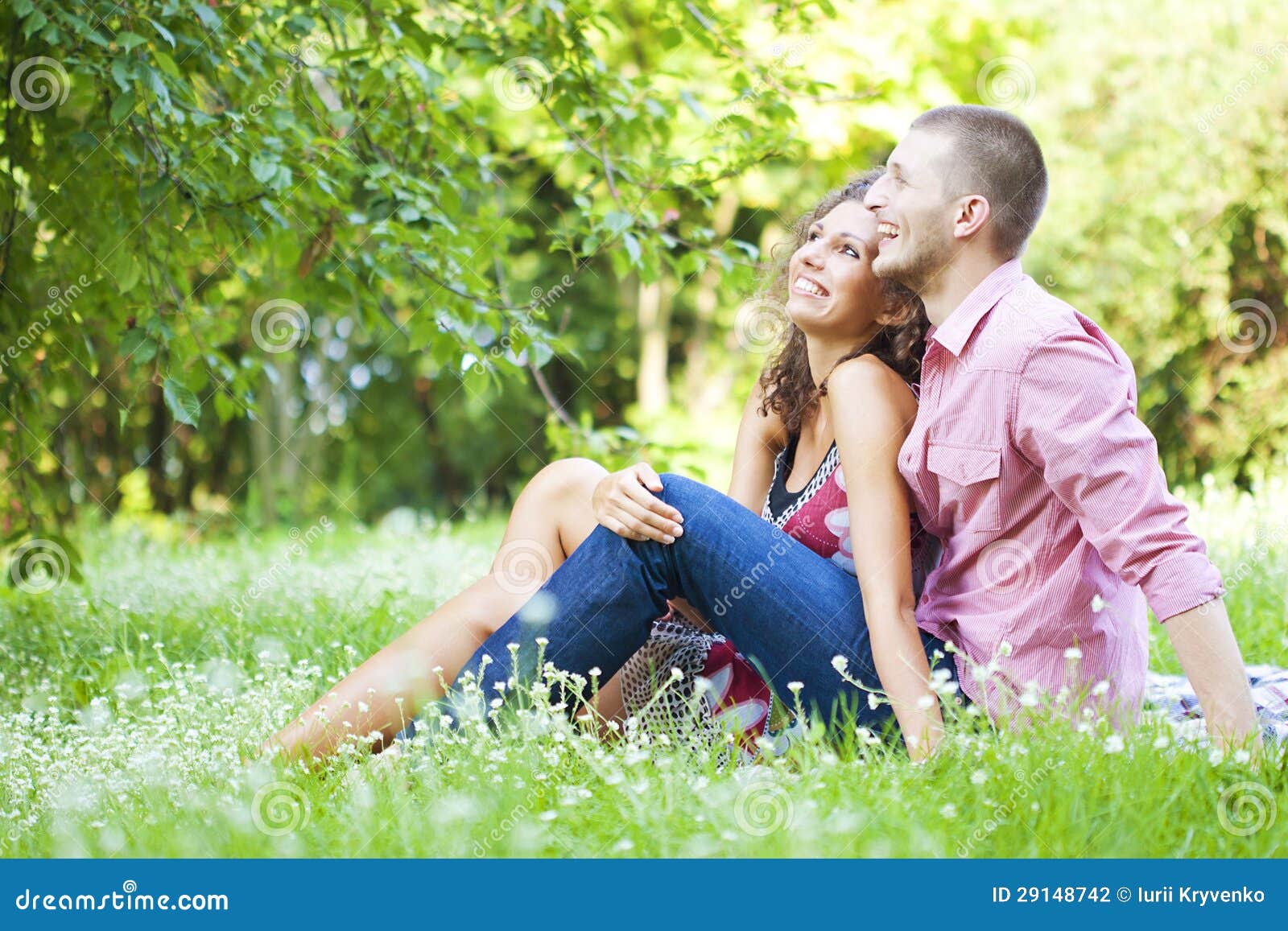Happy Couple in the Spring Park Stock Photo - Image of leisure, park ...