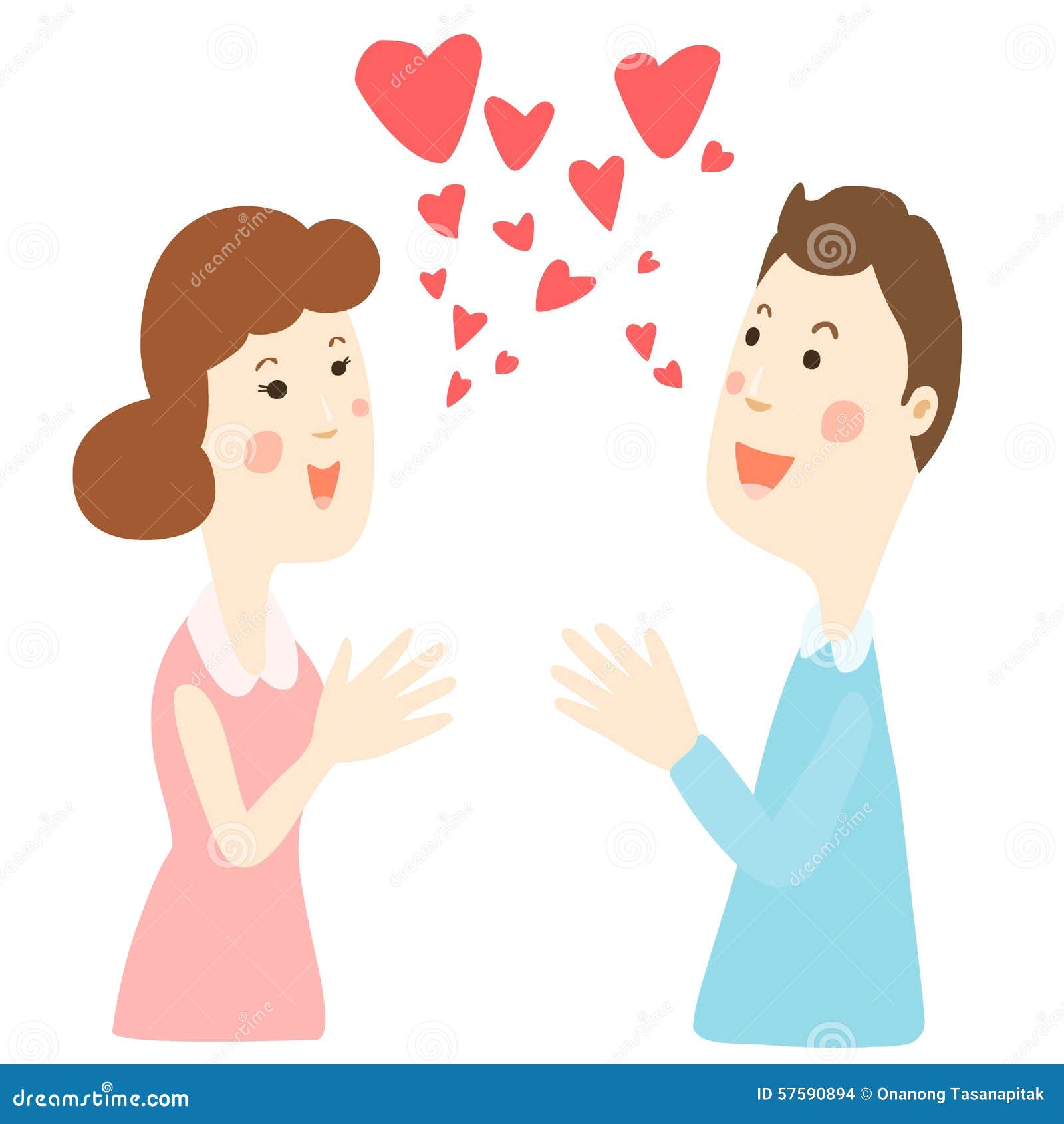 Happy Couple Talk with Love Stock Vector - Illustration of male ...