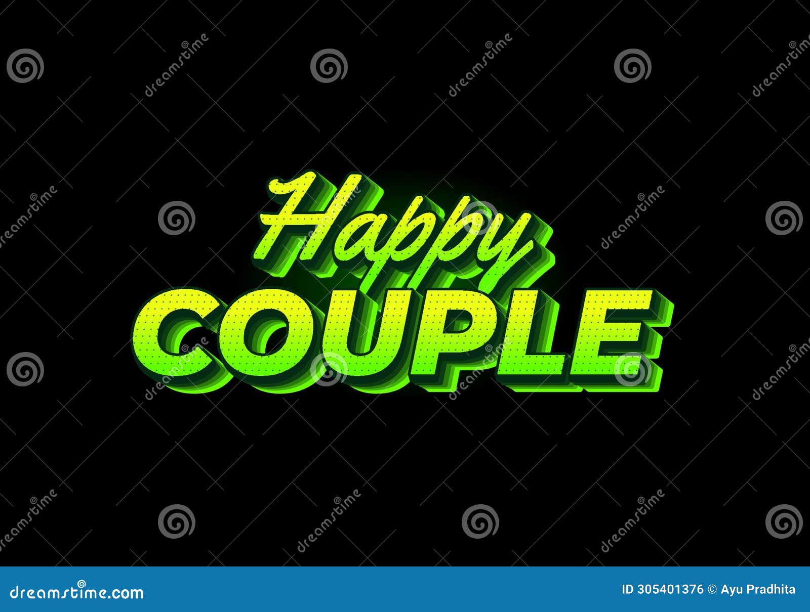 Happy Couple. Text Effect in 3D Style with Eye Catching Color Stock ...