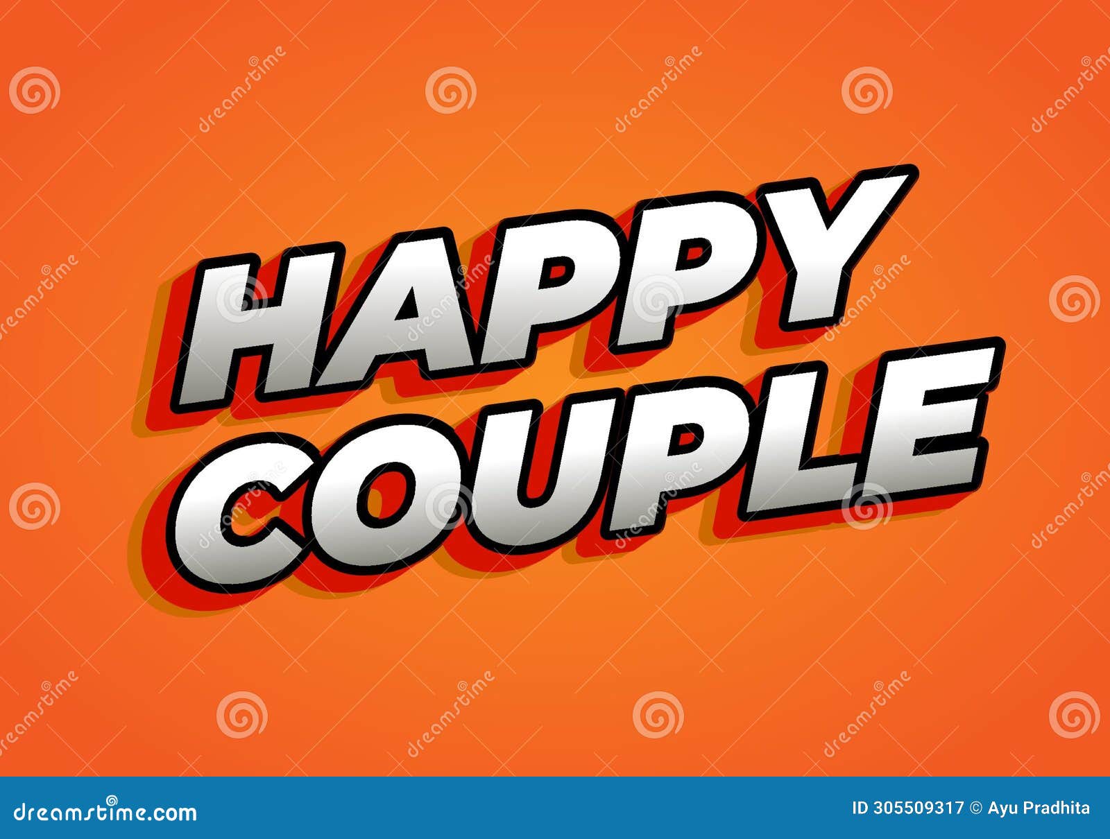 Happy Couple. Text Effect in 3D Style with Eye Catching Color Stock ...
