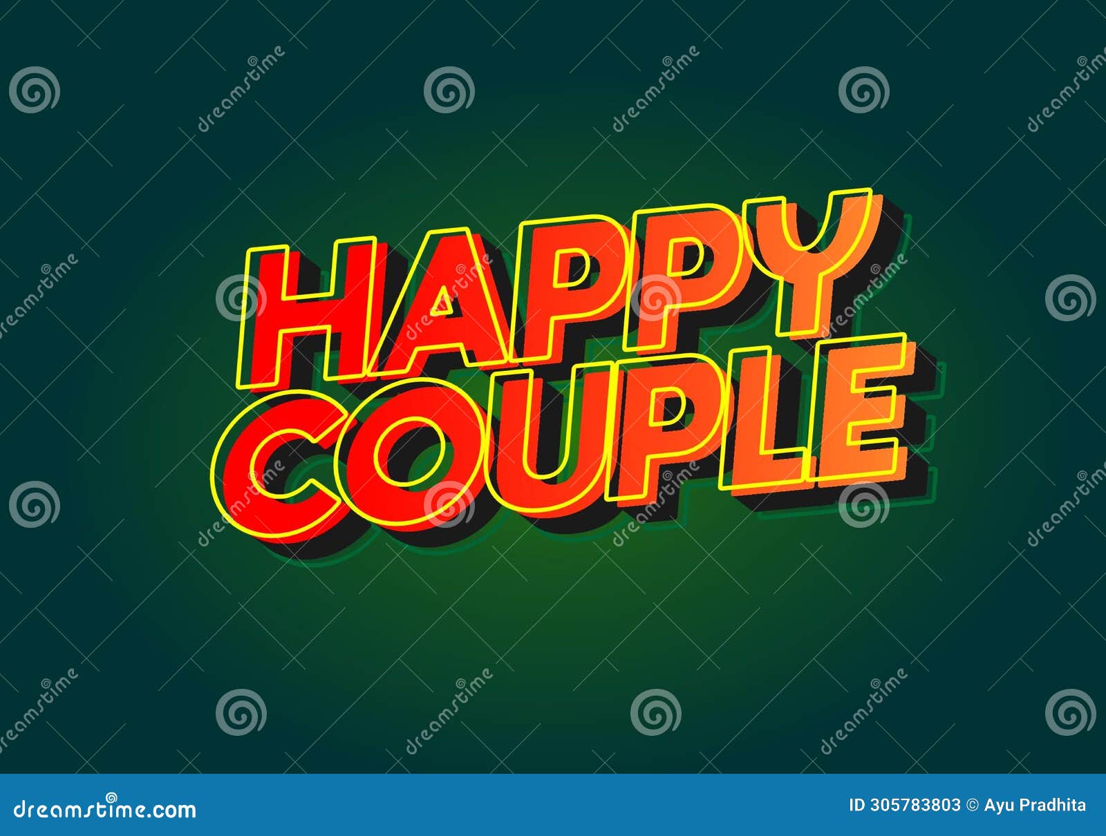 Happy Couple. Text Effect in 3D Style with Eye Catching Color Stock ...