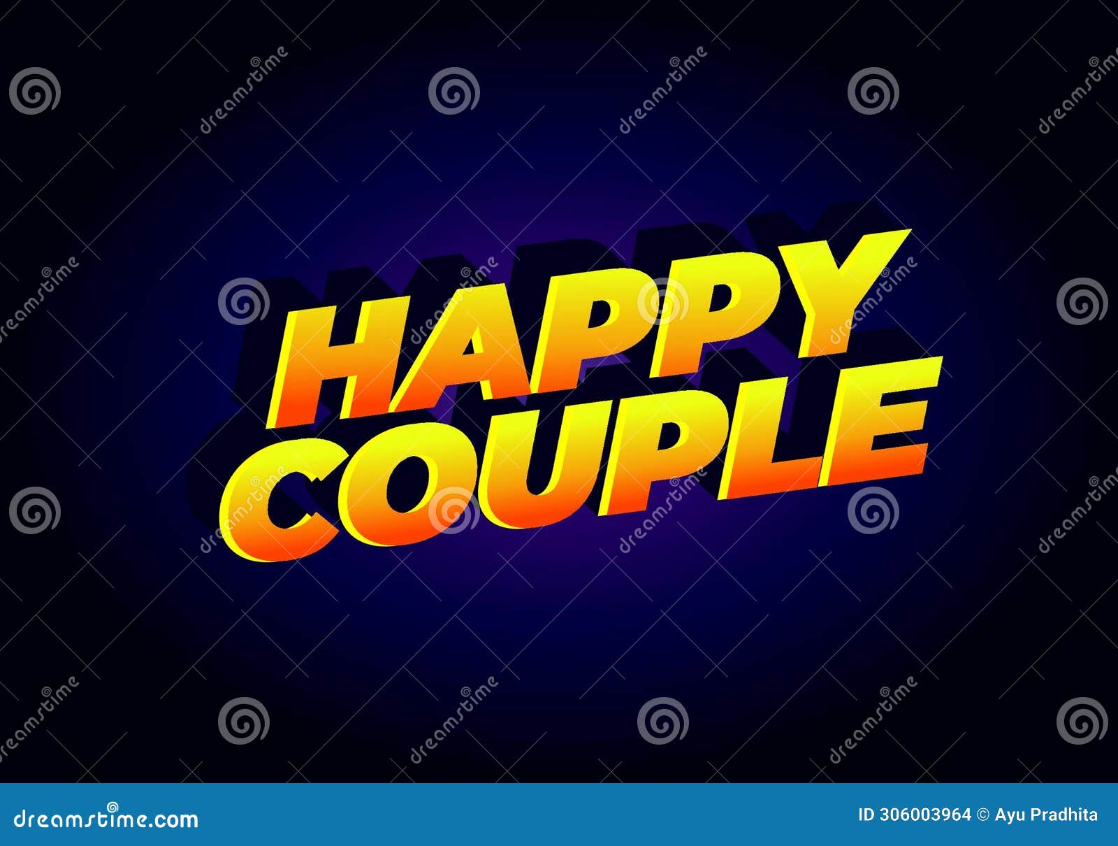 Happy Couple. Text Effect in 3D Style with Eye Catching Color Stock ...