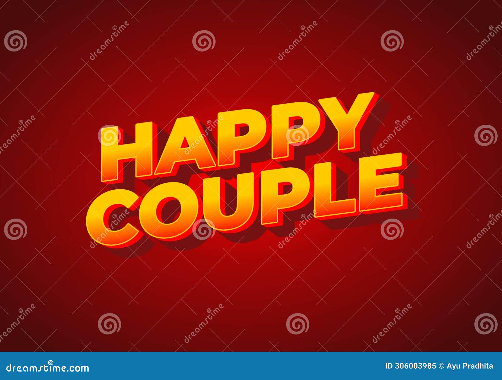 Happy Couple. Text Effect in 3D Style with Eye Catching Color Stock ...