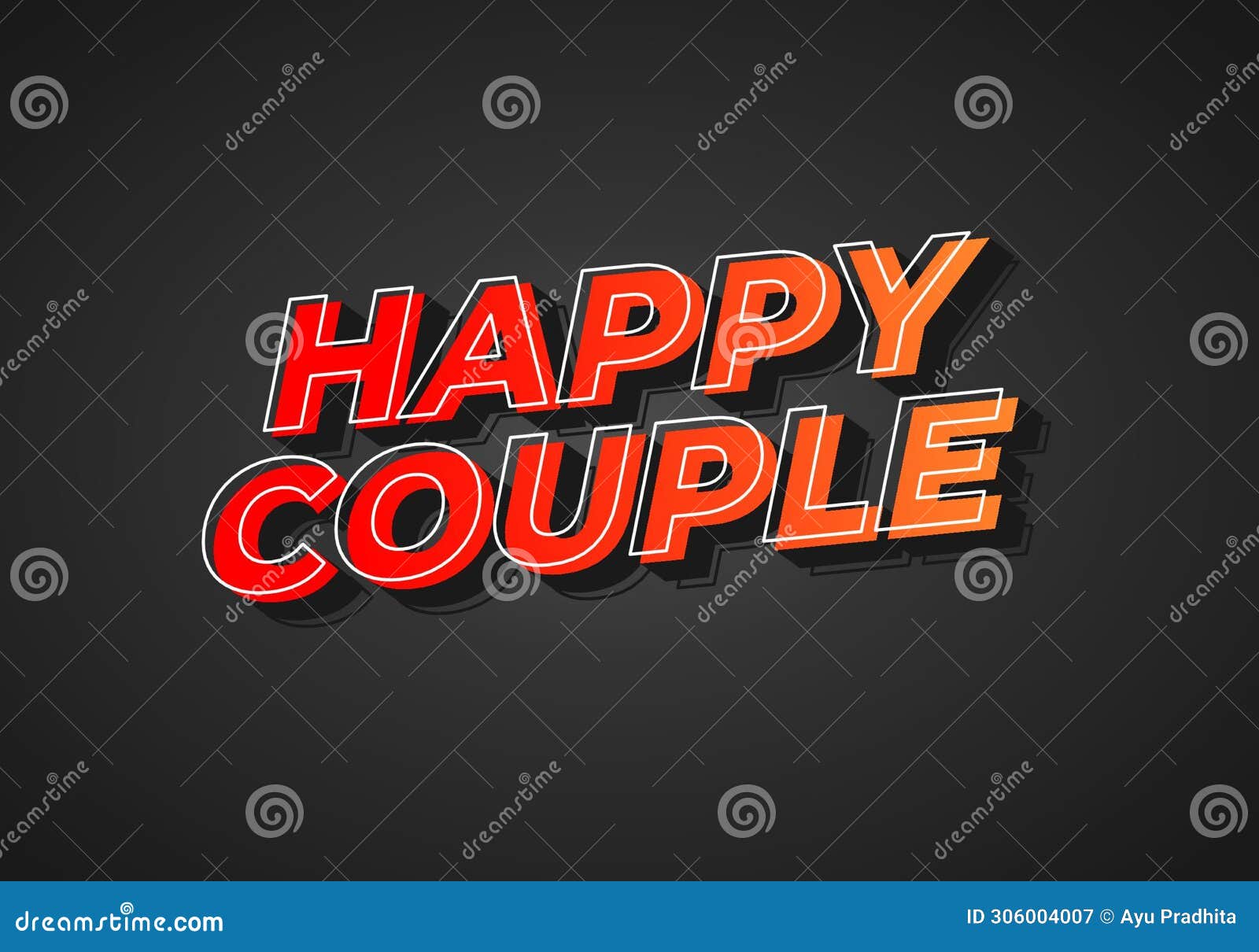 Happy Couple. Text Effect in 3D Style with Eye Catching Color Stock ...