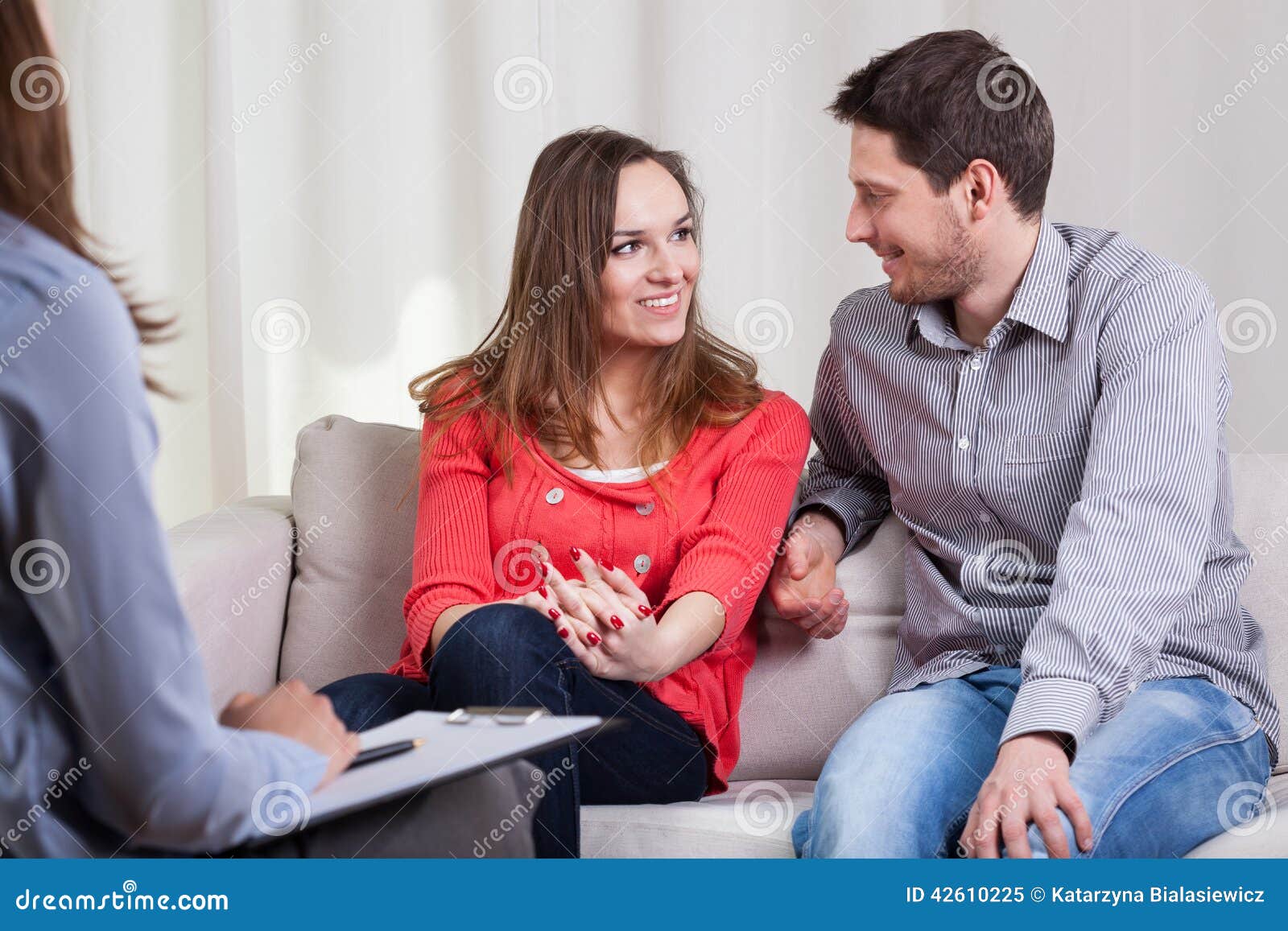 Happy couple after therapy stock image. Image of female - 42610225