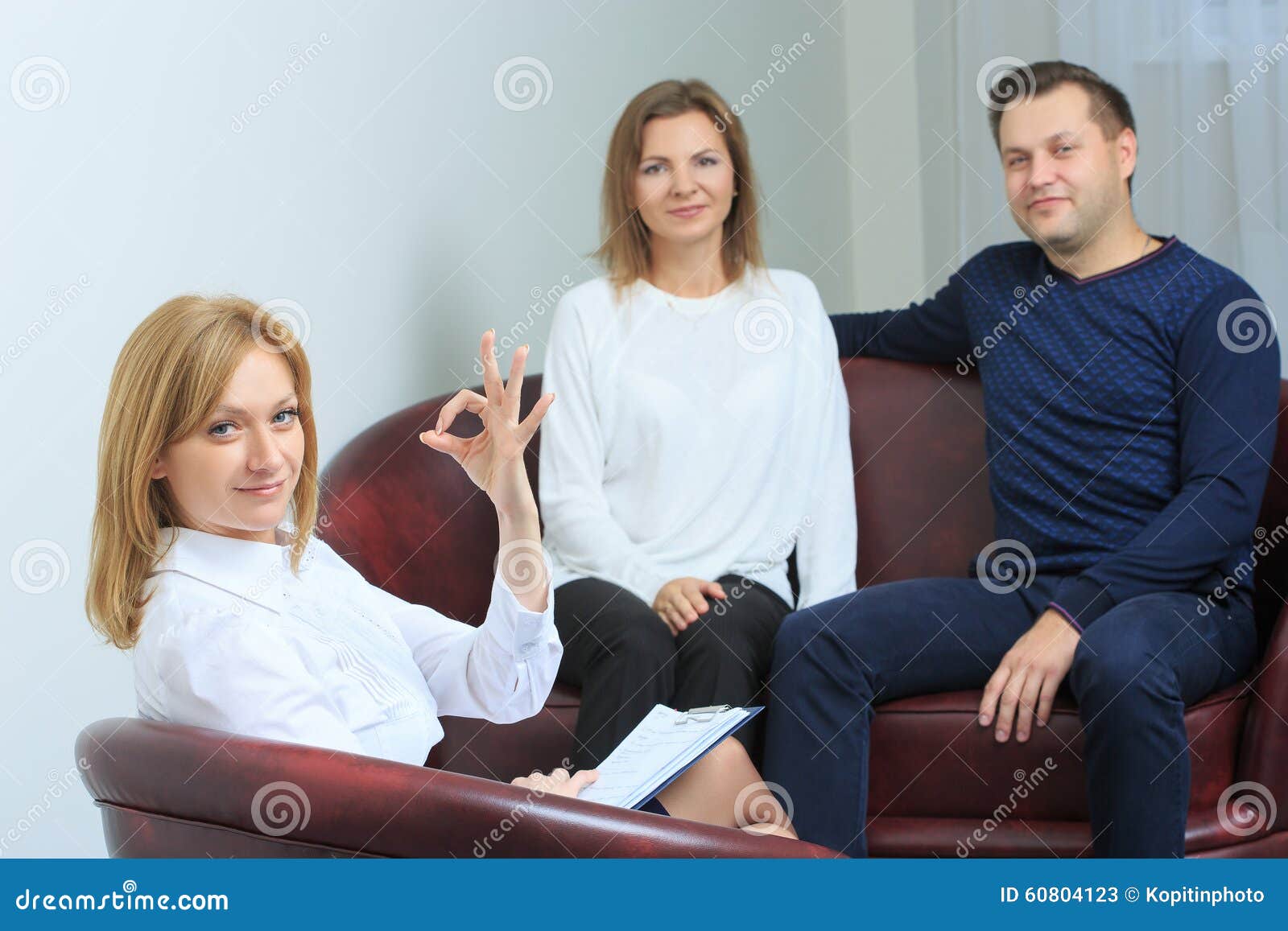 Happy Couple Therapy Session is Held at the Stock Image - Image of ...