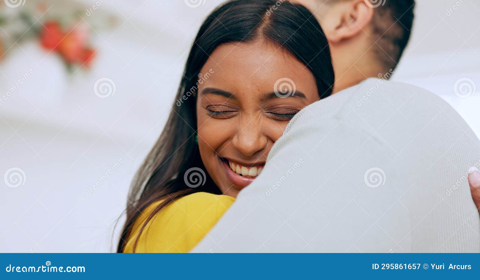 Happy Couple With Trust And Hug For Love With Affection Bonding And
