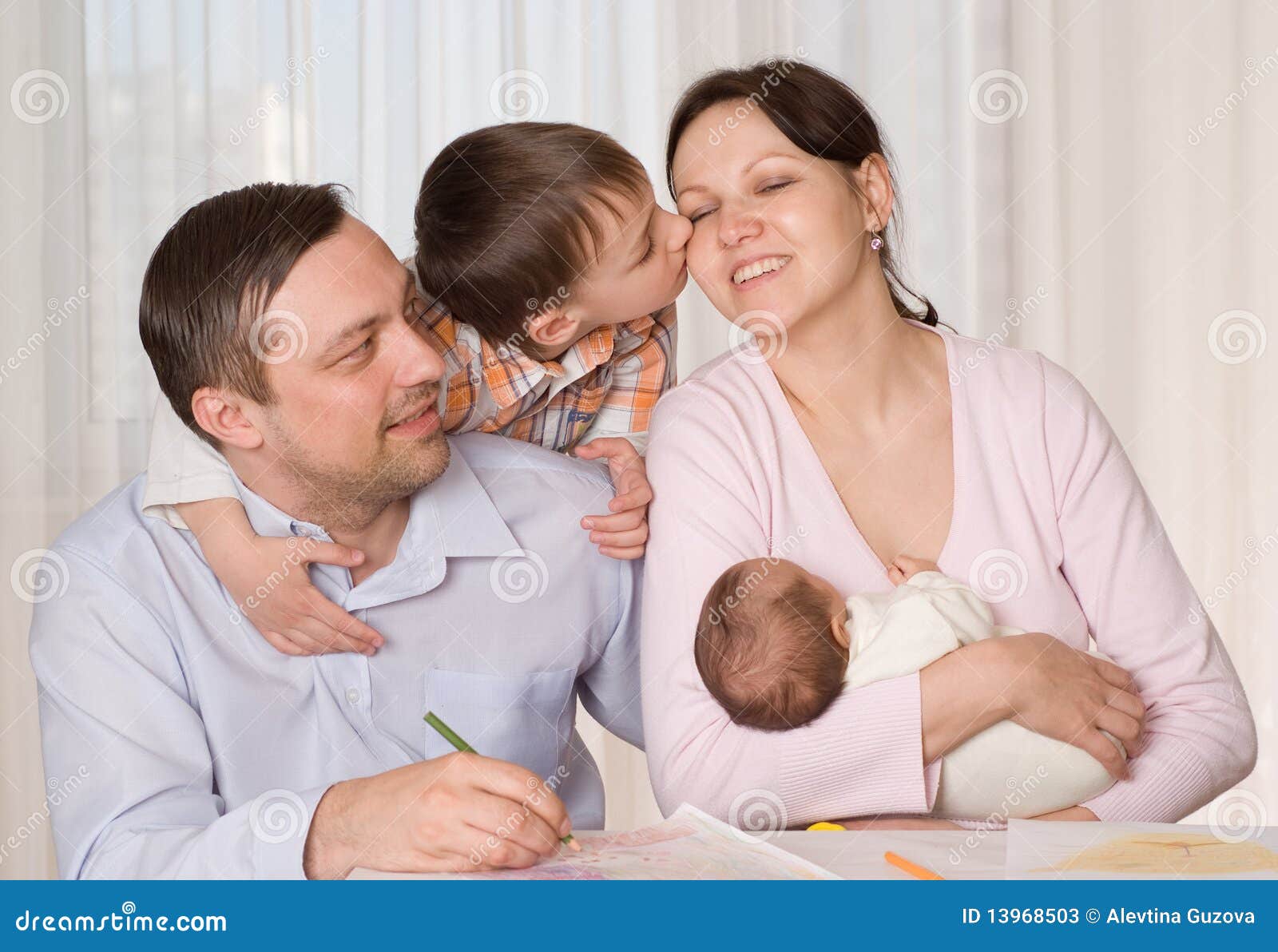Happy Couple with Two Children Stock Image - Image of daughter, four ...