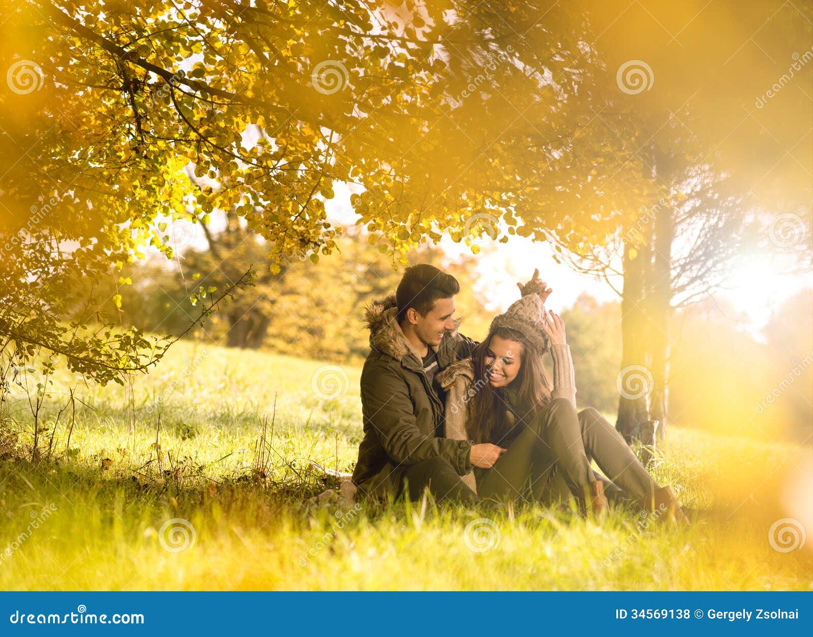 Happy Couple Under the Tree Stock Photo - Image of lifestyle, beautiful ...