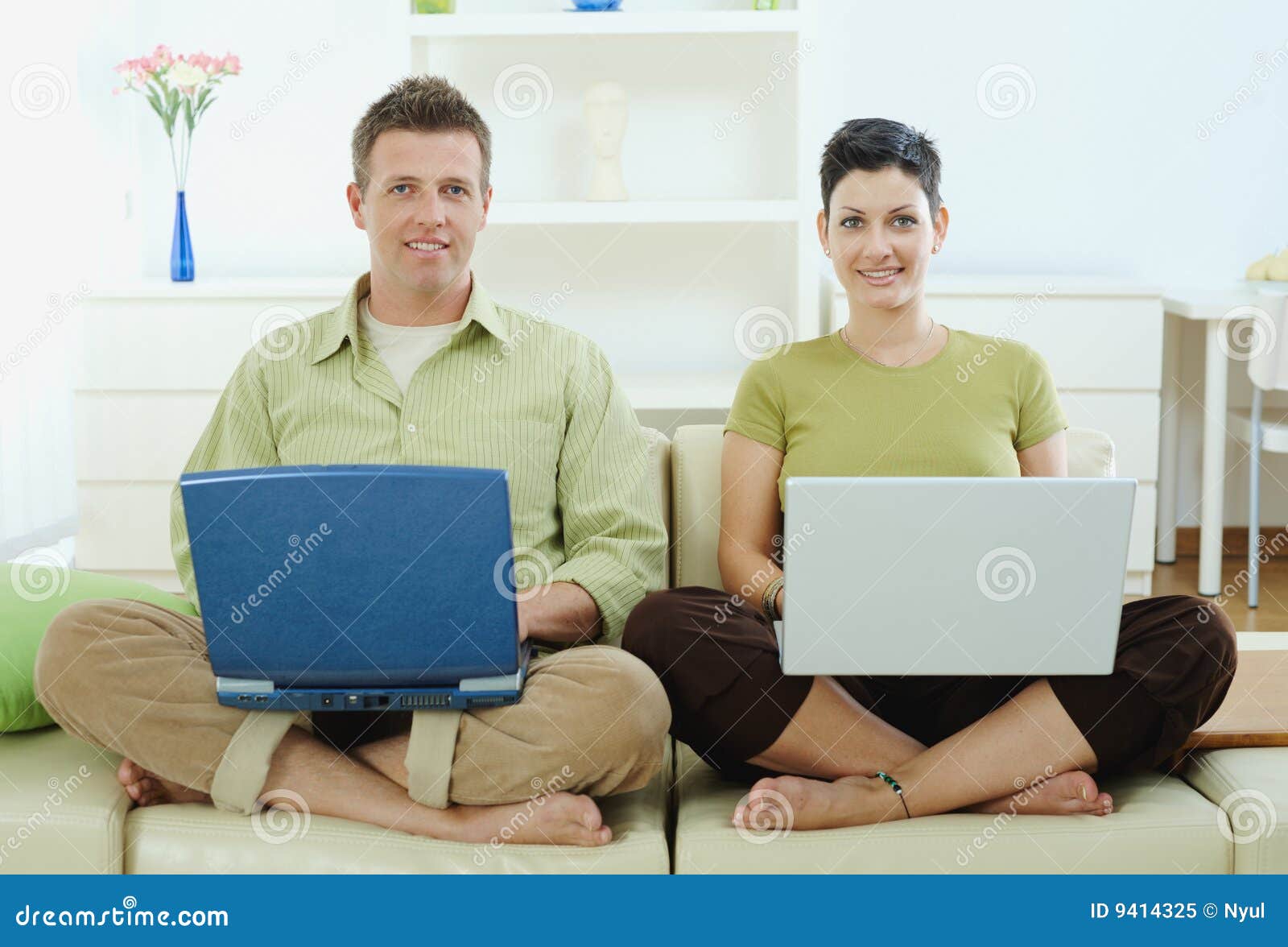 Happy Couple Using Computer Stock Image - Image of domestic ...