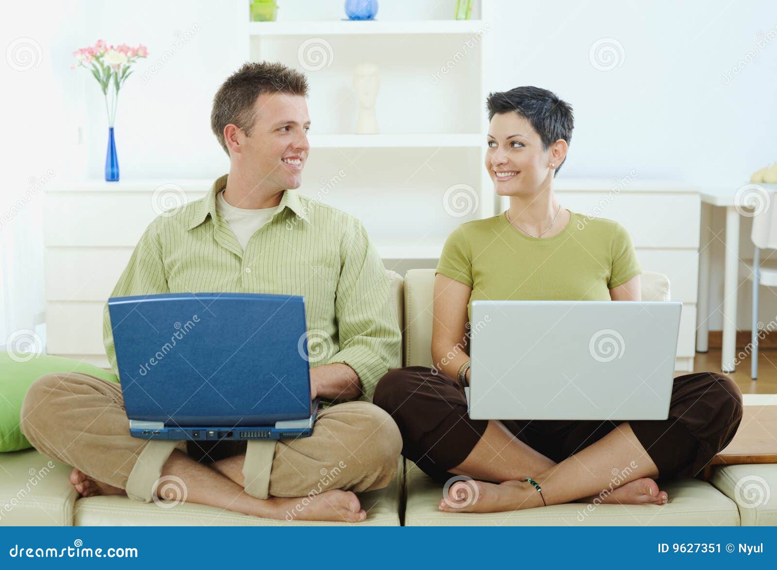 Happy Couple Using Computer Stock Image - Image of caucasian, face: 9627351