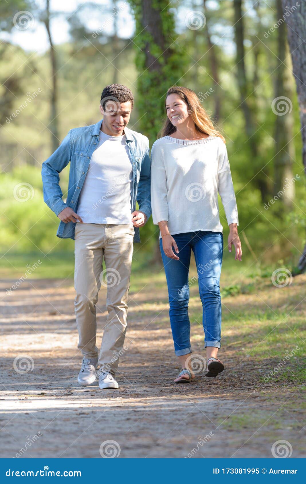 Happy Couple Walking in Countryside Stock Image - Image of leisure ...