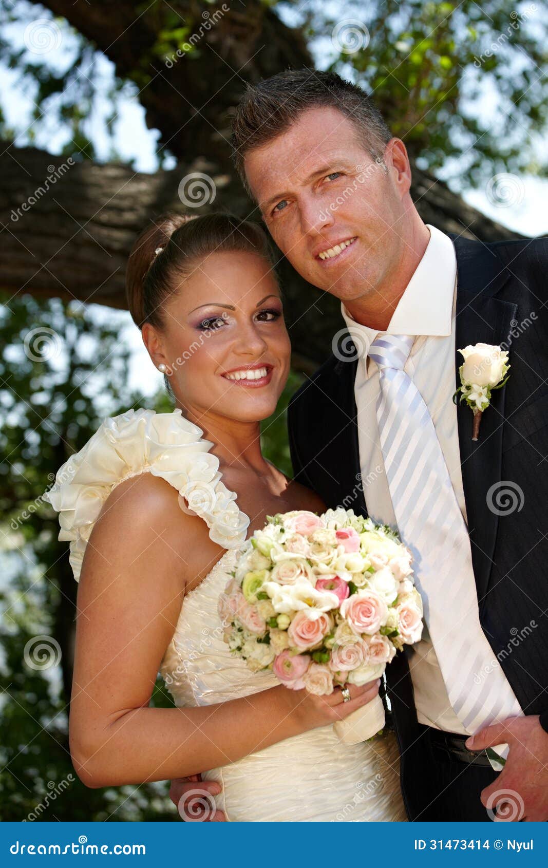 Happy Couple on Wedding-day Stock Photo - Image of bridegroom ...