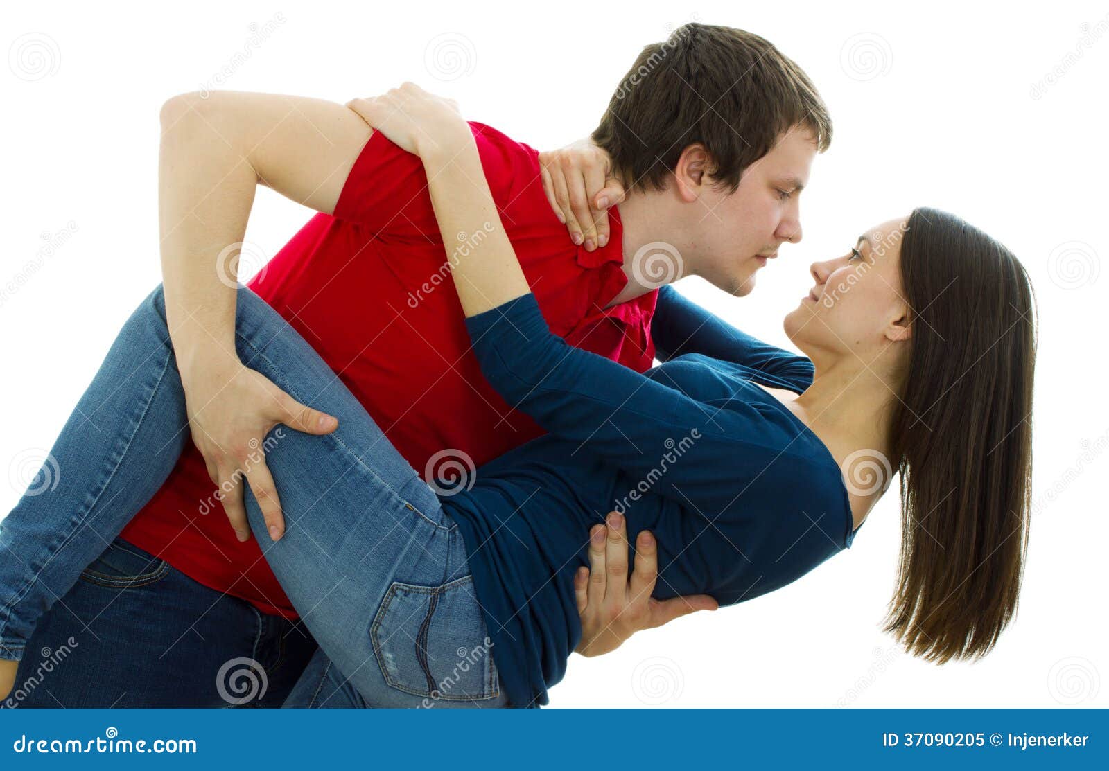 Happy Couple on a White Background Stock Image - Image of isolated ...