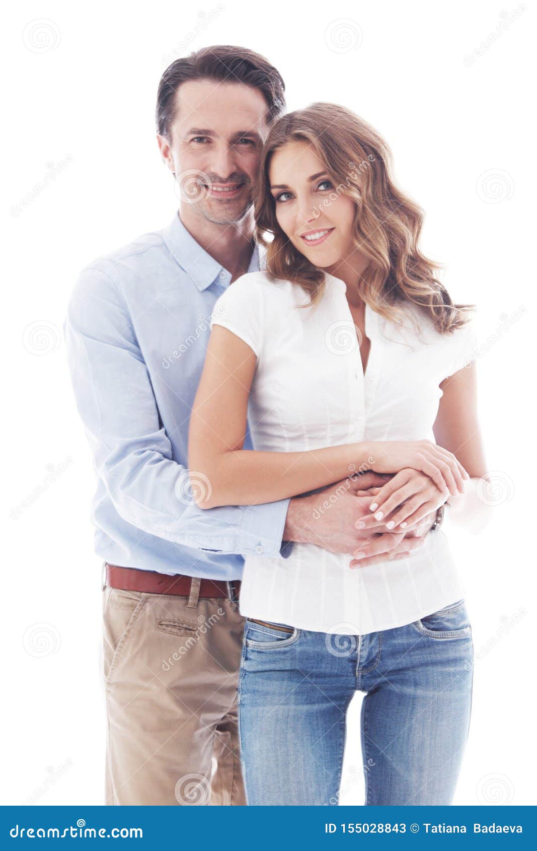 Happy couple on white stock image. Image of white, couple - 155028843