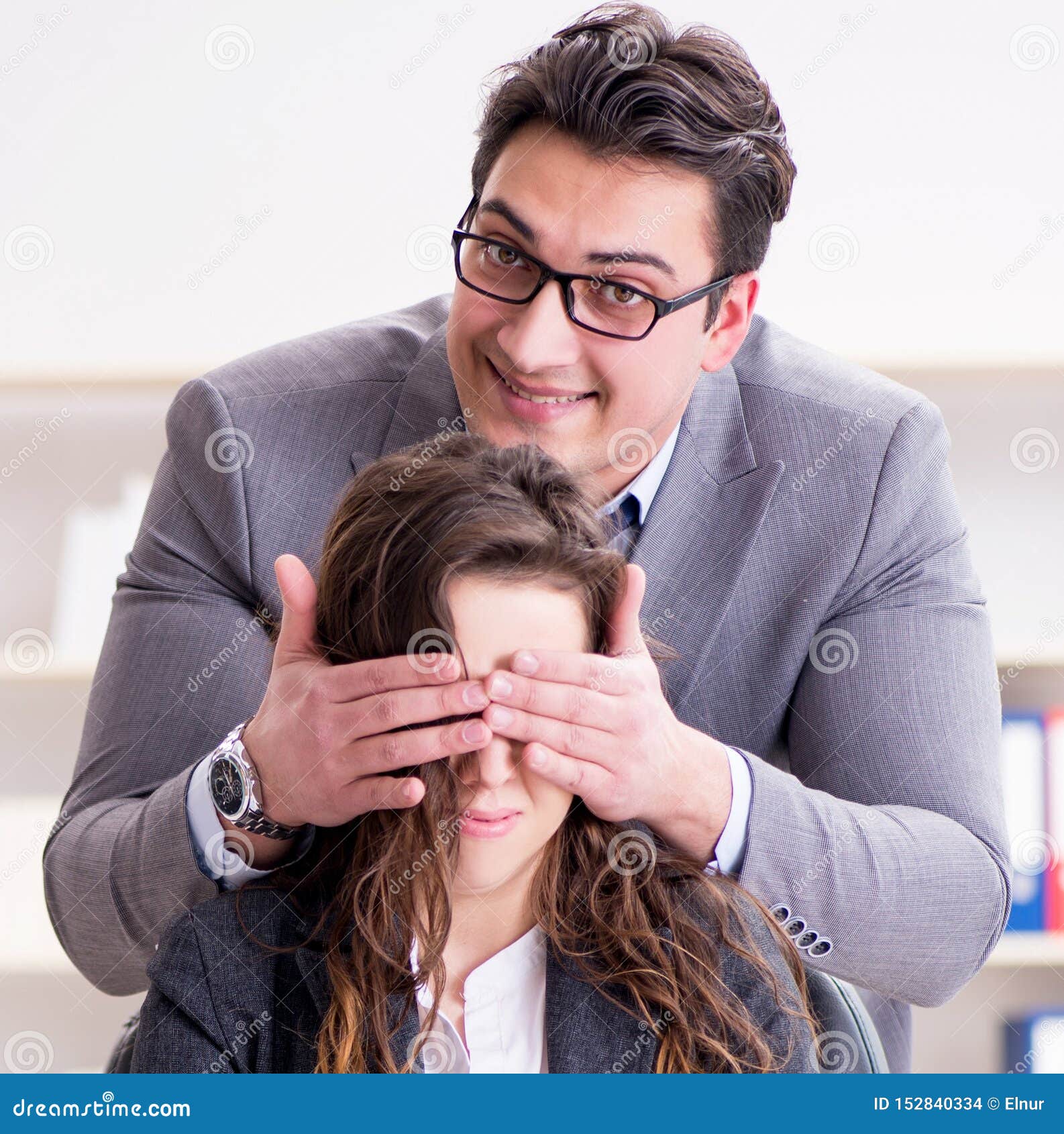 Happy Couple Working in the Same Office Stock Photo - Image of love ...