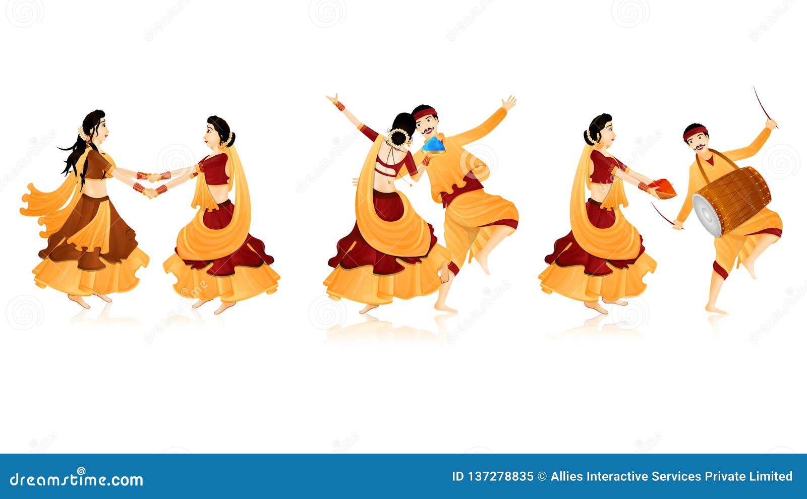 Happy Couples Character in Dancing Pose Stock Illustration ...