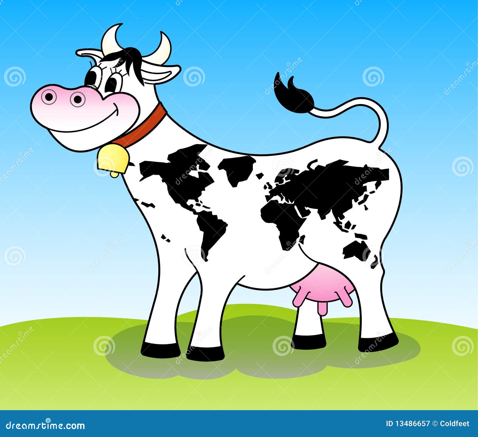 Happy cow (world map) stock vector. Illustration of world - 13486657
