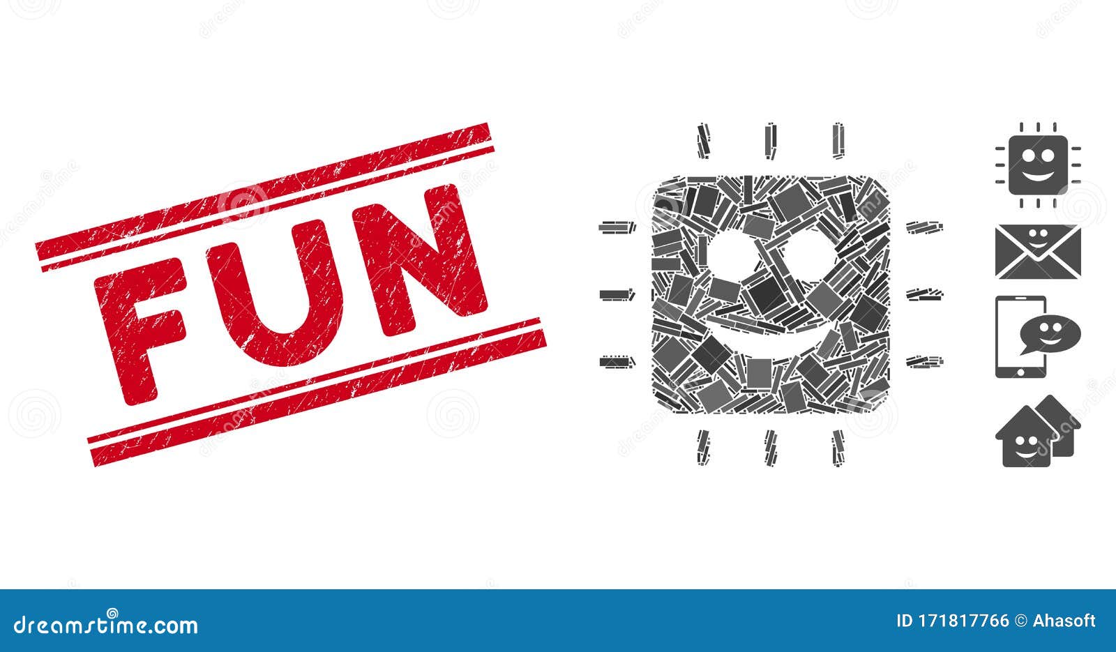 Happy CPU Mosaic and Distress Fun Watermark with Lines Stock Vector ...