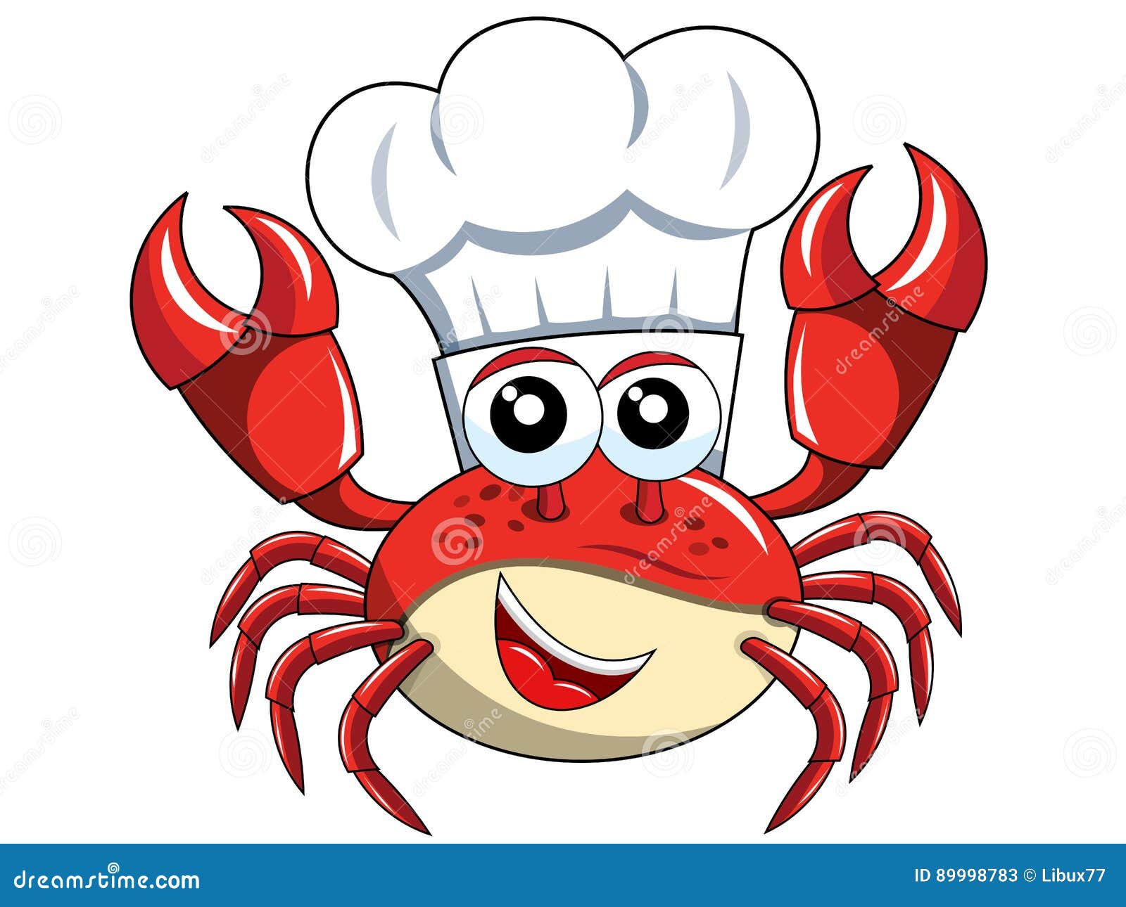 Happy Crab Chef Mascot Cook Hat Isolated Stock Vector - Illustration of ...
