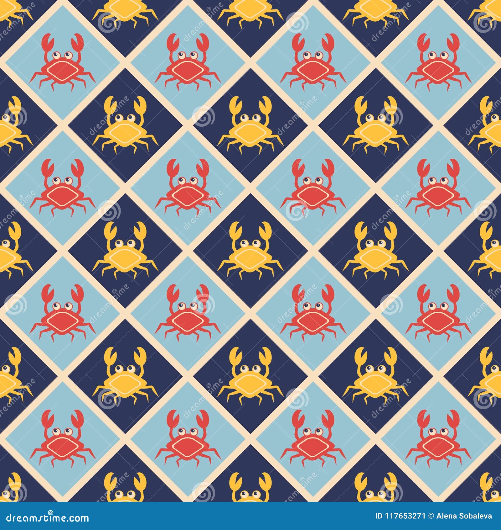 Happy crabs pattern stock vector. Illustration of lobster - 117653271