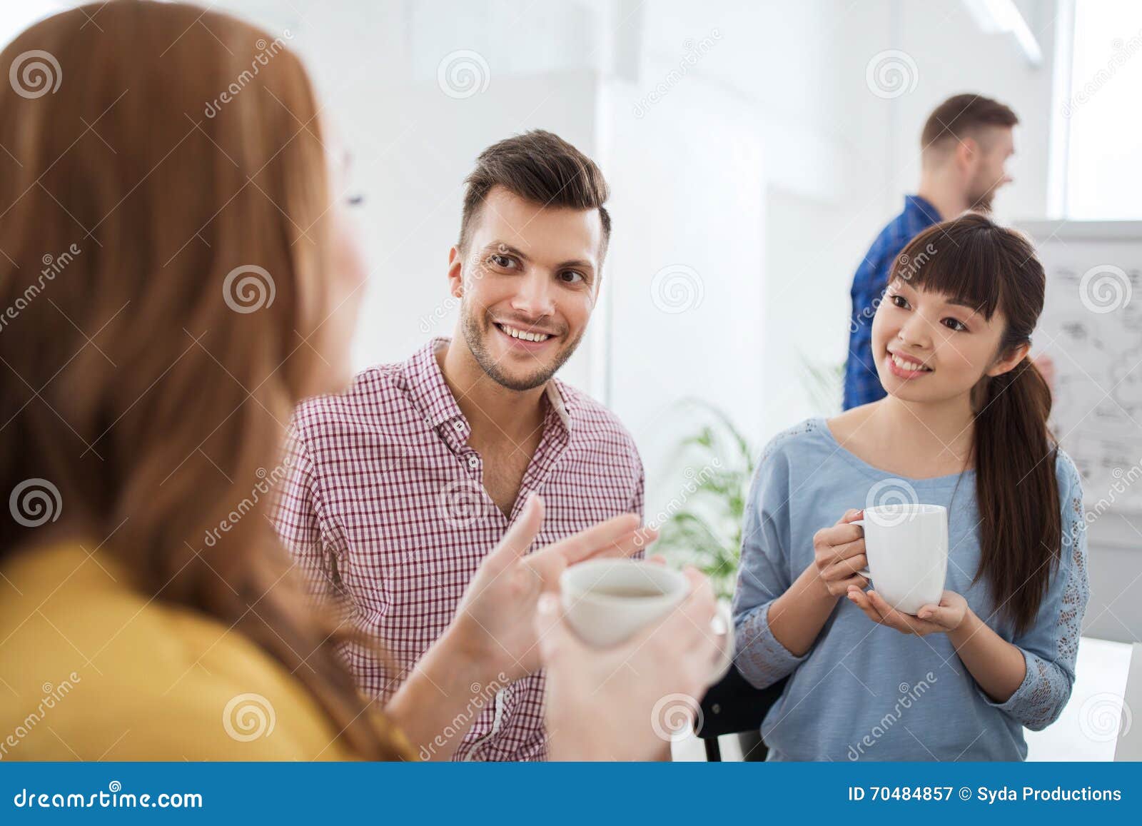 Happy Creative Team Drinking Coffee at Office Stock Image - Image of ...