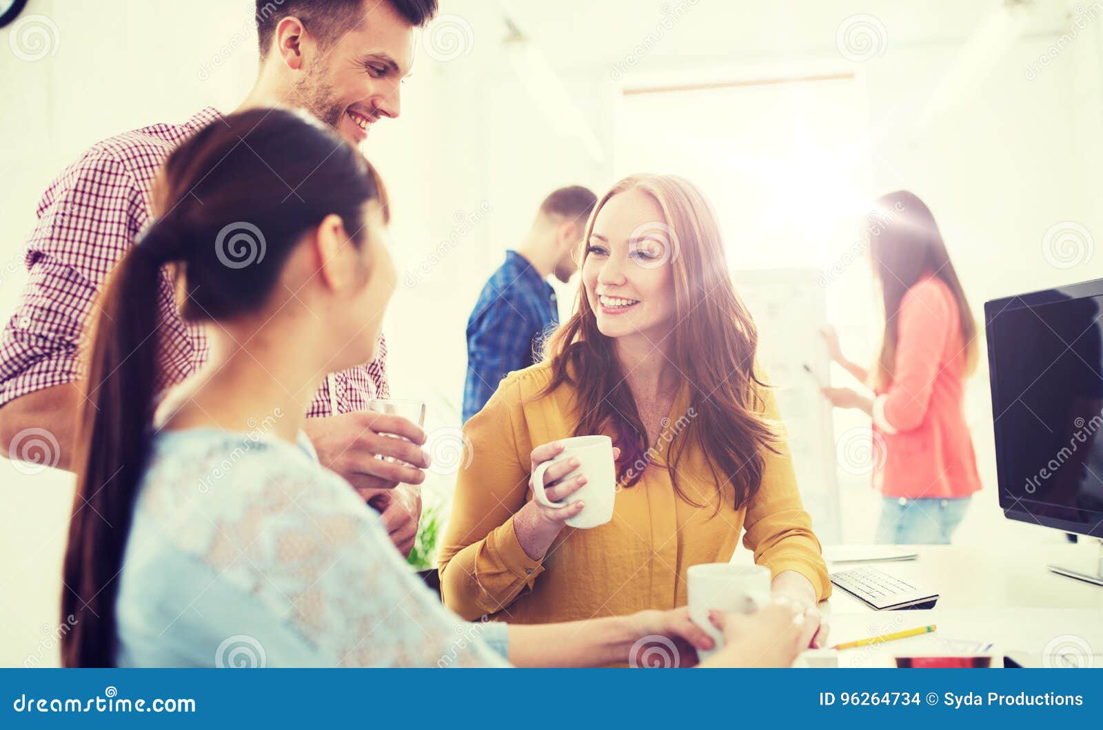 Happy Creative Team Drinking Coffee at Office Stock Photo - Image of ...