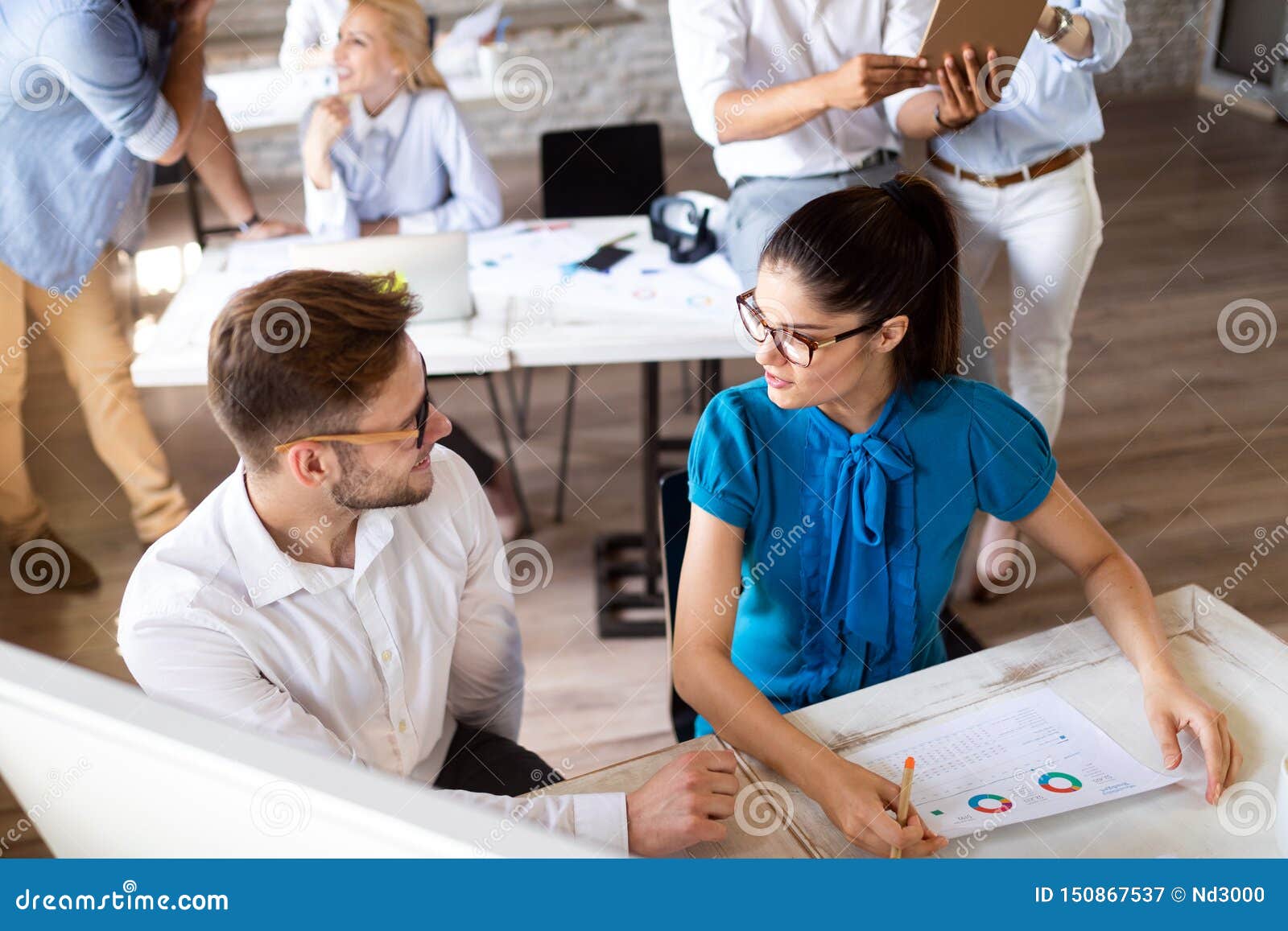 Happy Creative Team in Office. Business, Startup, Design, People and ...