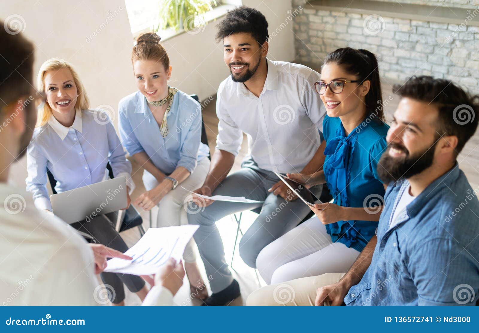 Happy Creative Team in Office. Business, Startup, Design, People and ...