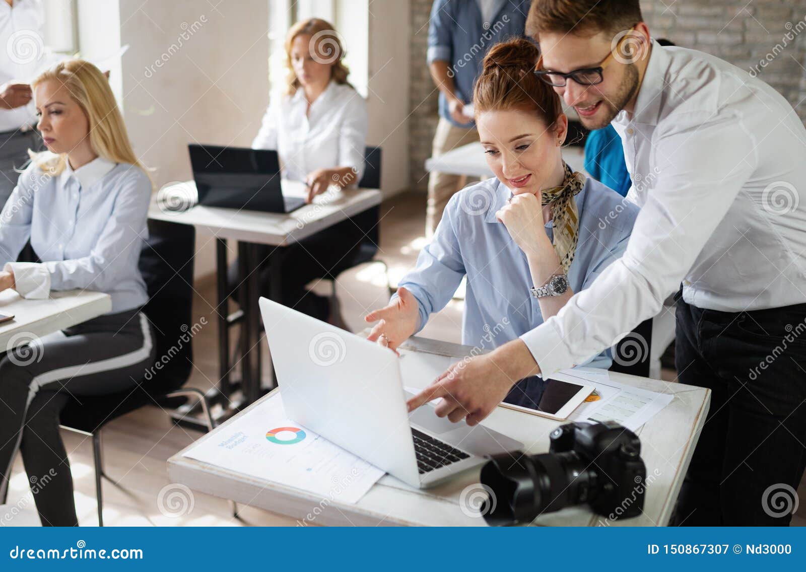 Happy Creative Team in Office. Business, Startup, Design, People and ...