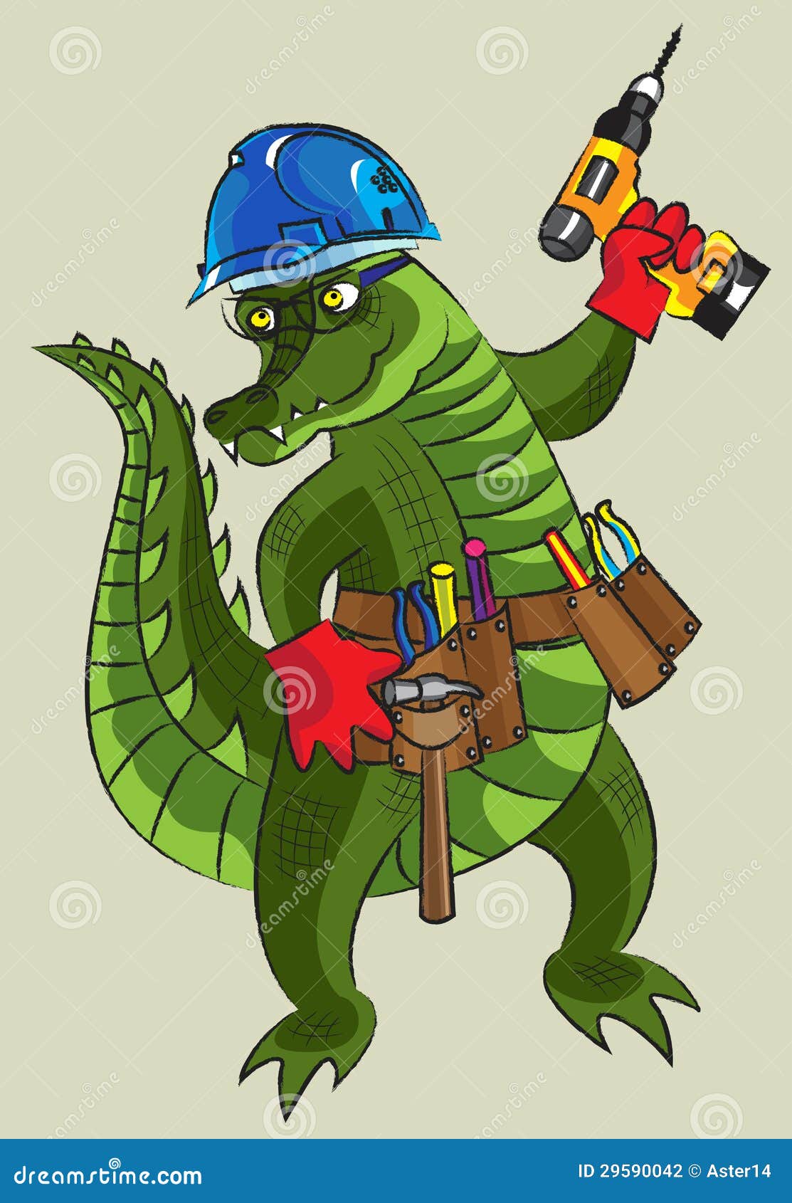 Happy crocodile - builder stock vector. Illustration of build - 29590042