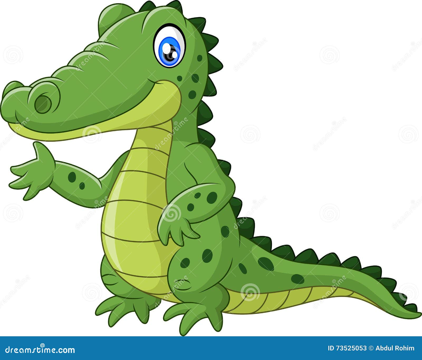 Happy Crocodile Line Art Illustration Cartoon White Background ...