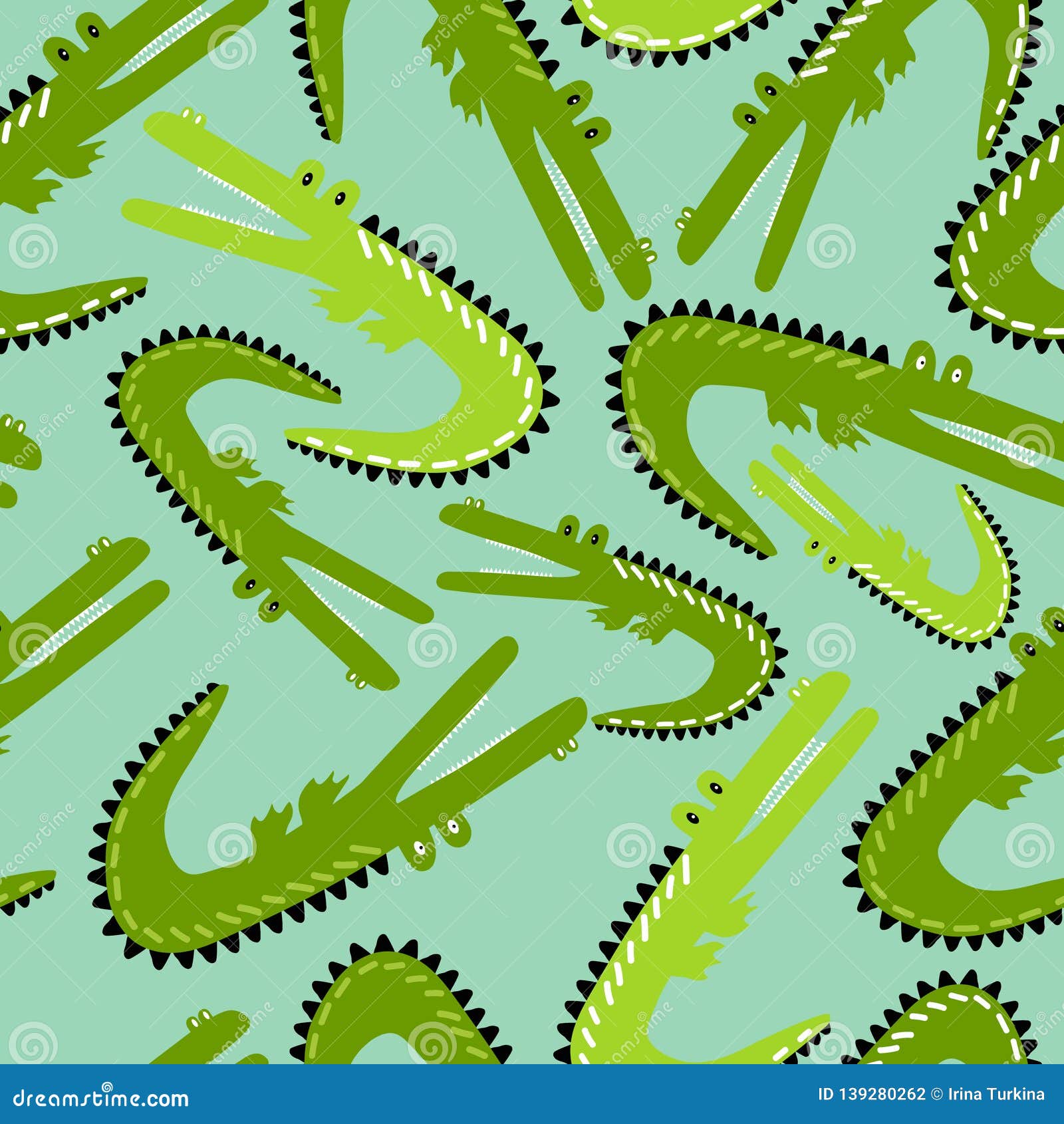 Happy Crocodiles, Colorful Seamless Pattern Stock Vector - Illustration ...