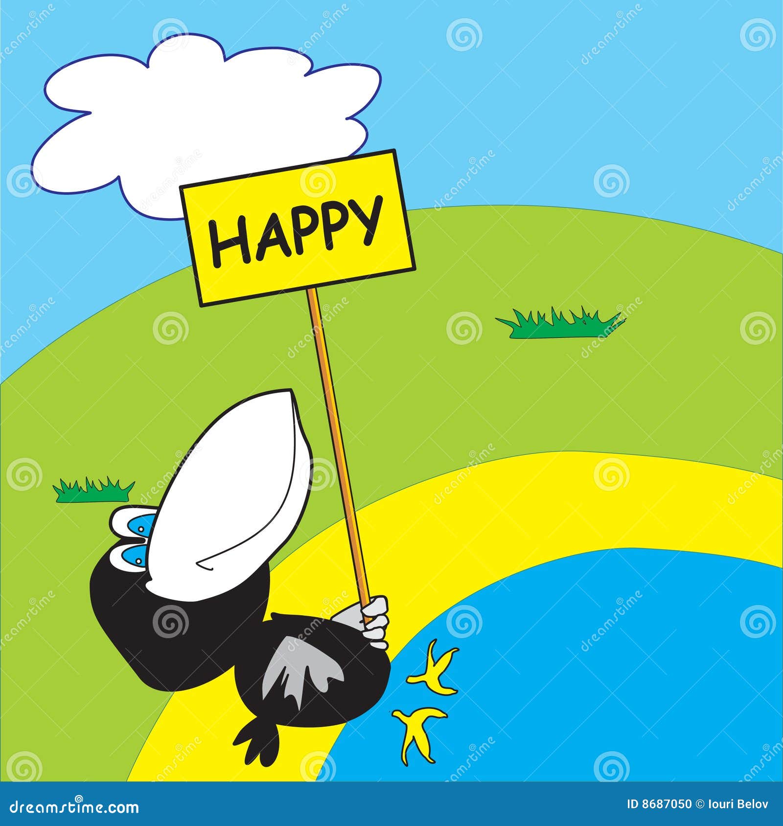 Happy crow on the beach stock vector. Illustration of greeting - 8687050