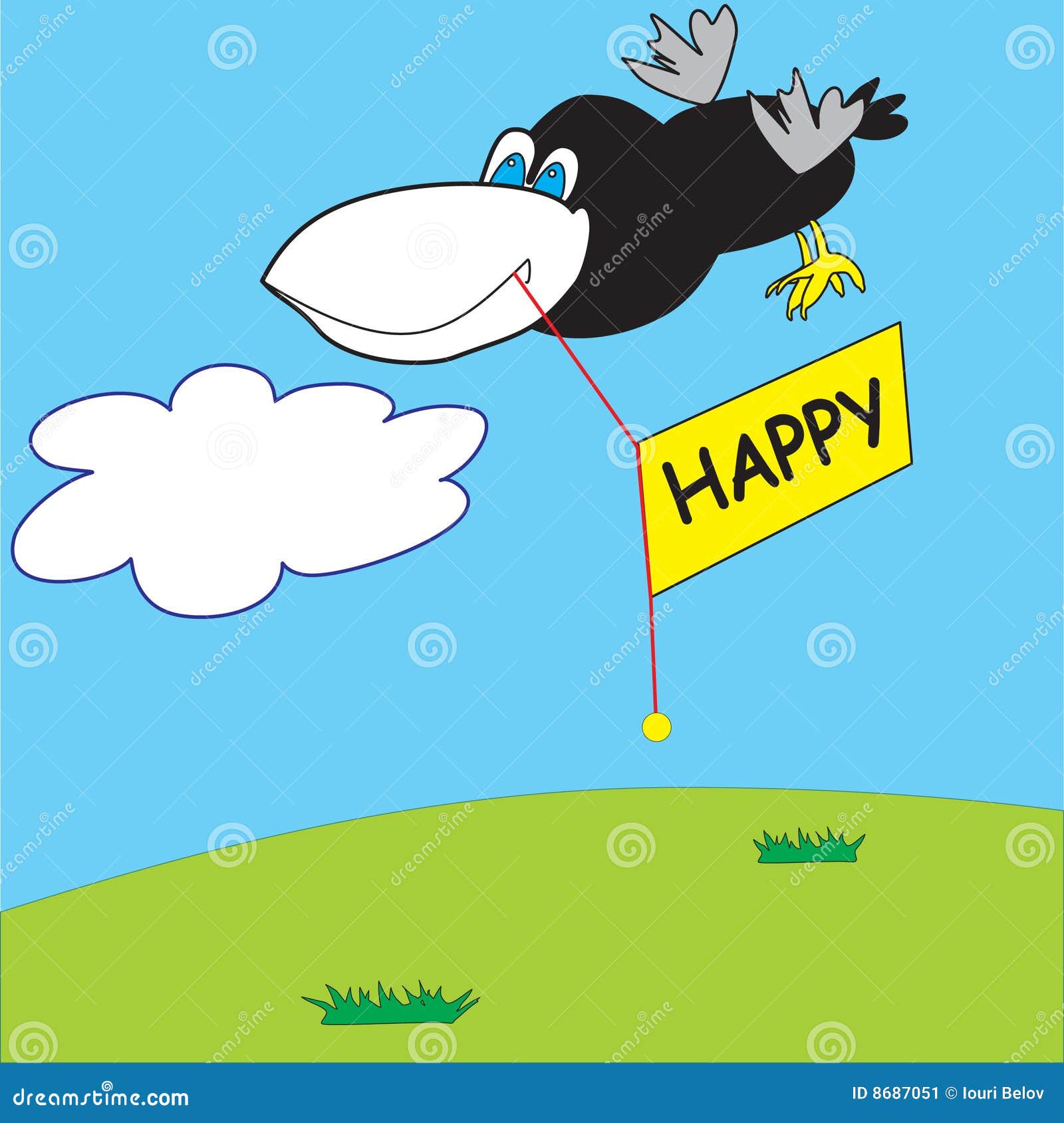 Happy crow flies stock vector. Illustration of happy, illustrations ...