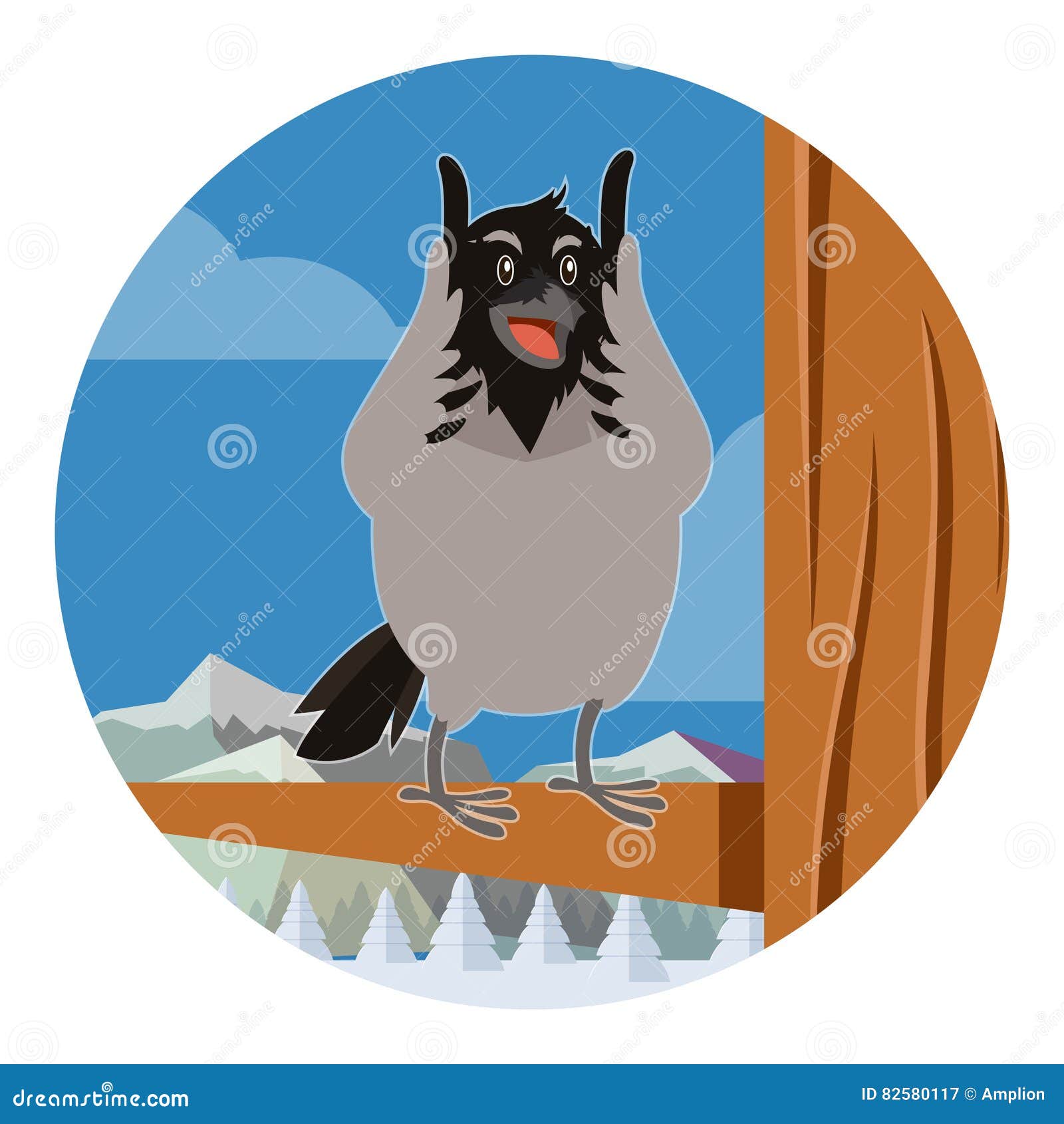 Happy Crow Wearing Christmas Cap With Thinking Bubble Cartoon Vector ...