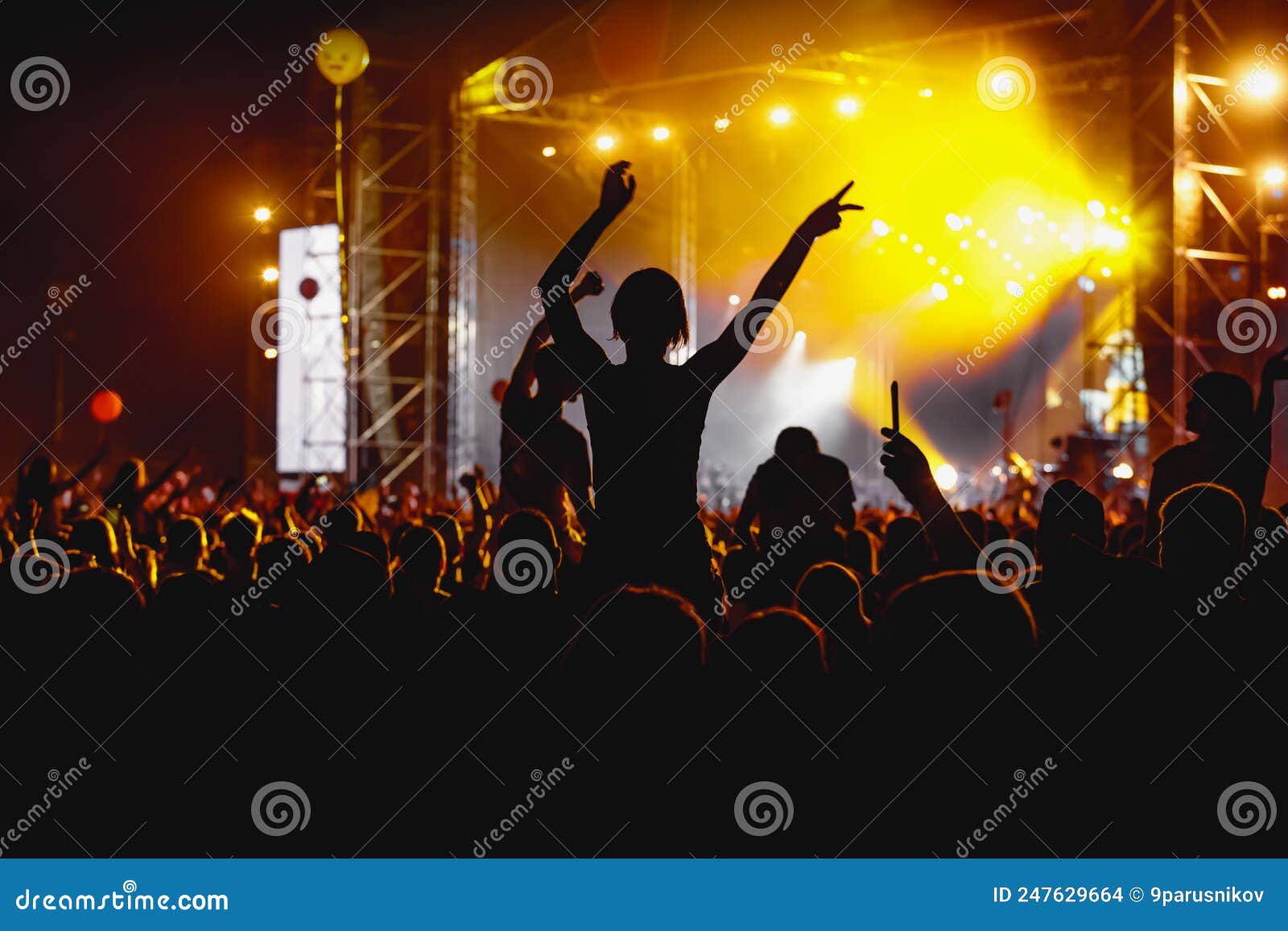 Happy Crowd at a Music Festival. Stock Photo - Image of concert, stage ...