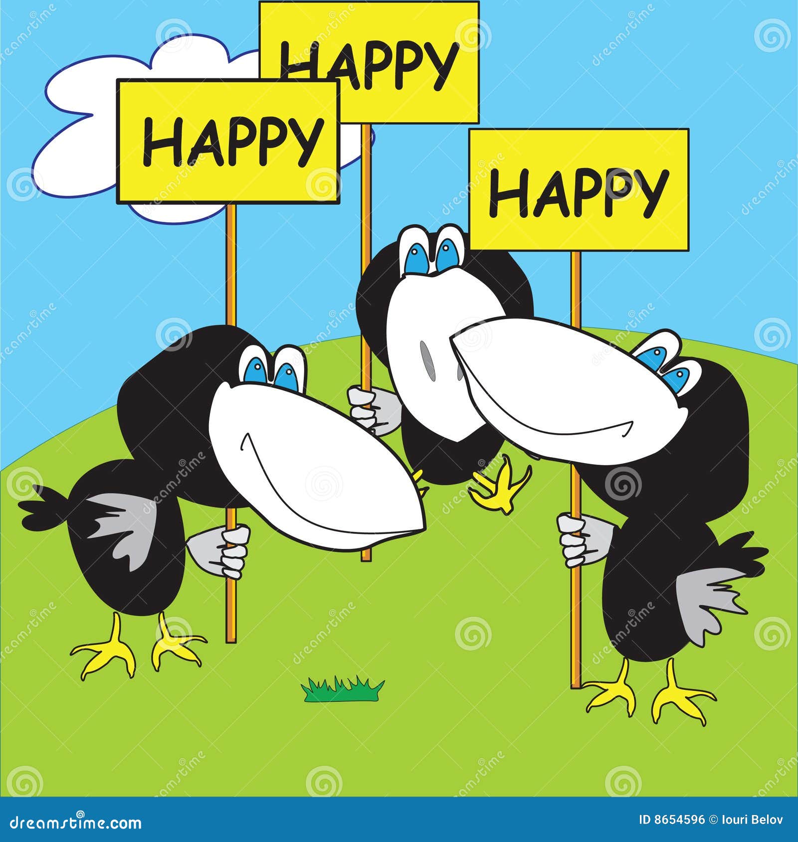 Happy crows stock vector. Illustration of card, humor - 8654596