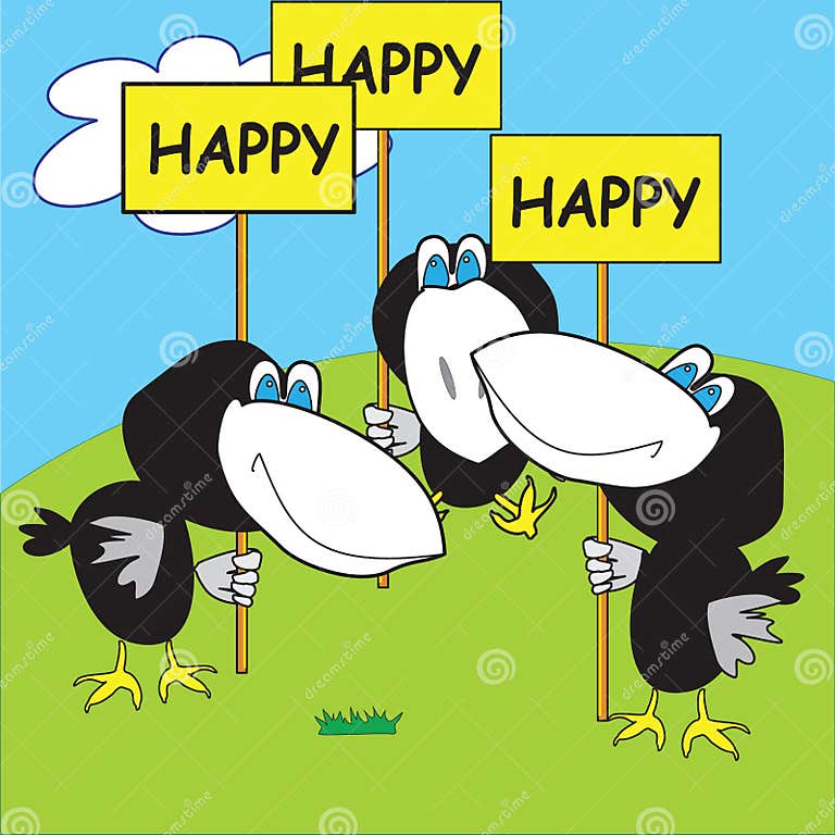 Happy crows stock vector. Illustration of card, humor - 8654596
