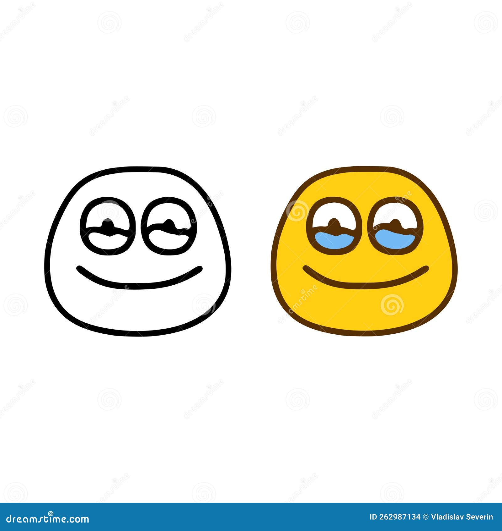 Happy Crying Emoticon in Doodle Style Stock Illustration - Illustration ...