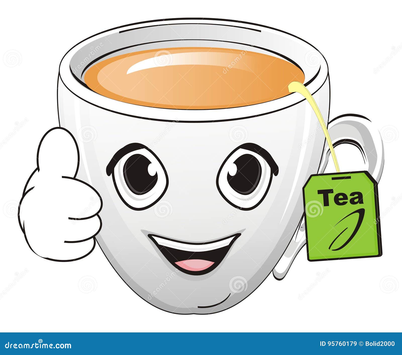 Happy Cup of Tea and Gesture Stock Illustration - Illustration of color ...