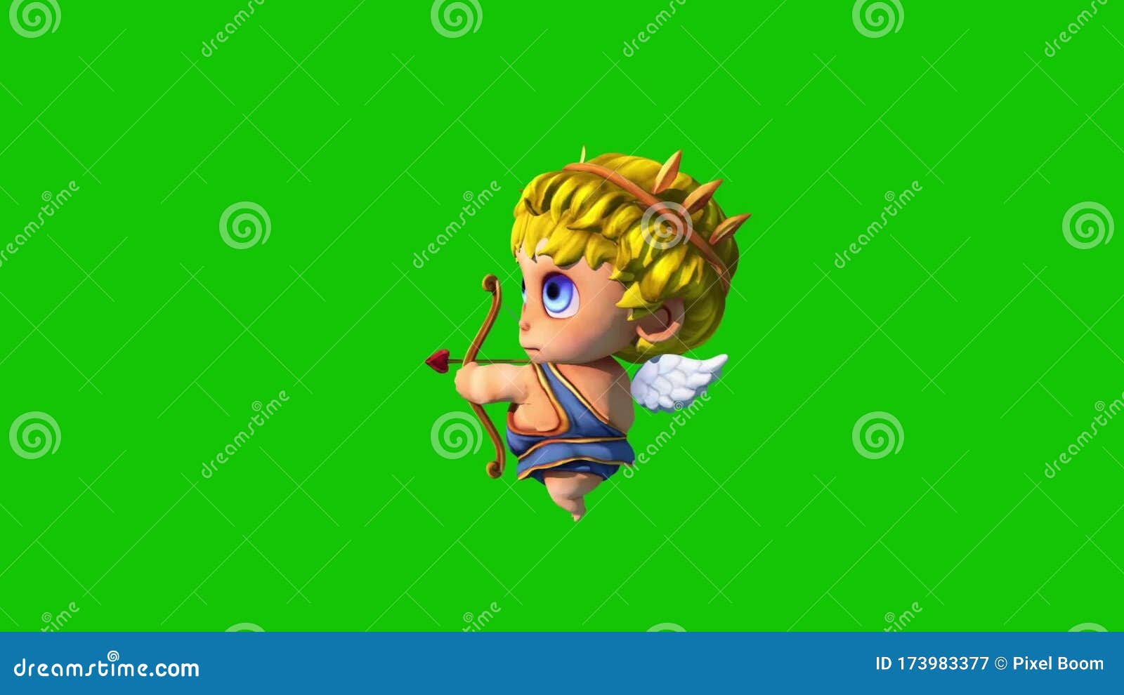 Happy Cupid Happy Valentines Day Side Green Screen 3D Rendering ...