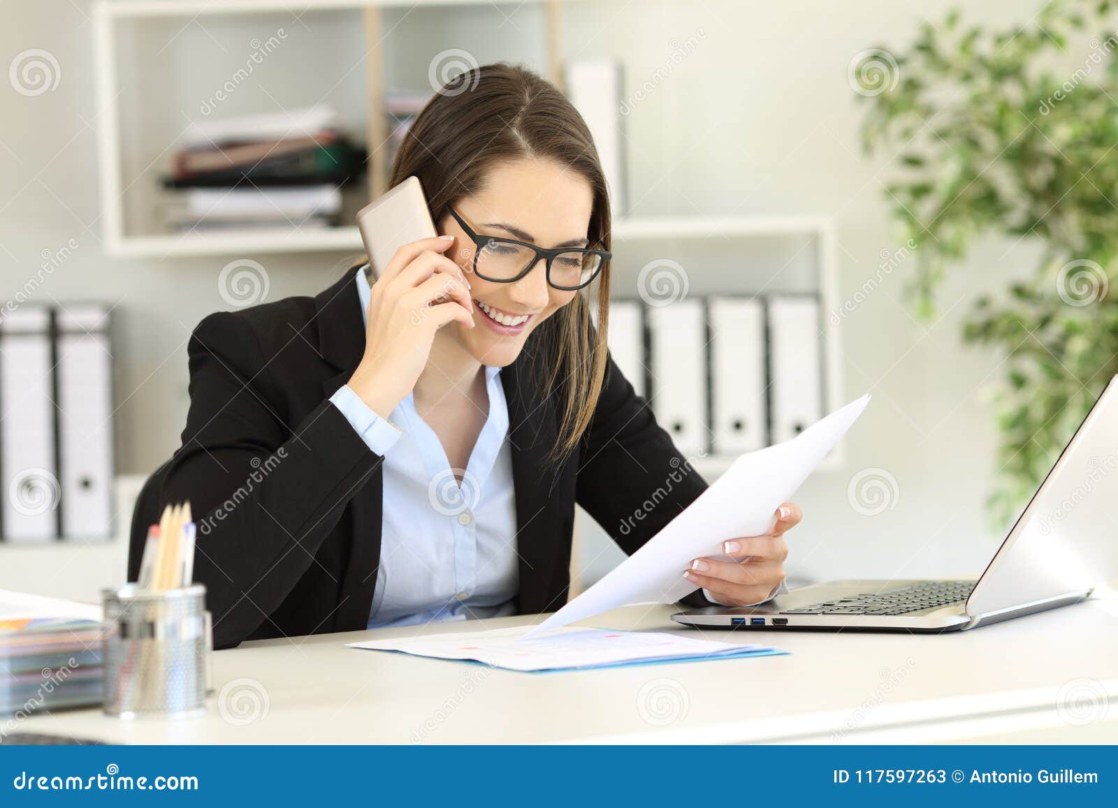 Happy Customer Calling Support Service at Office Stock Image - Image of ...
