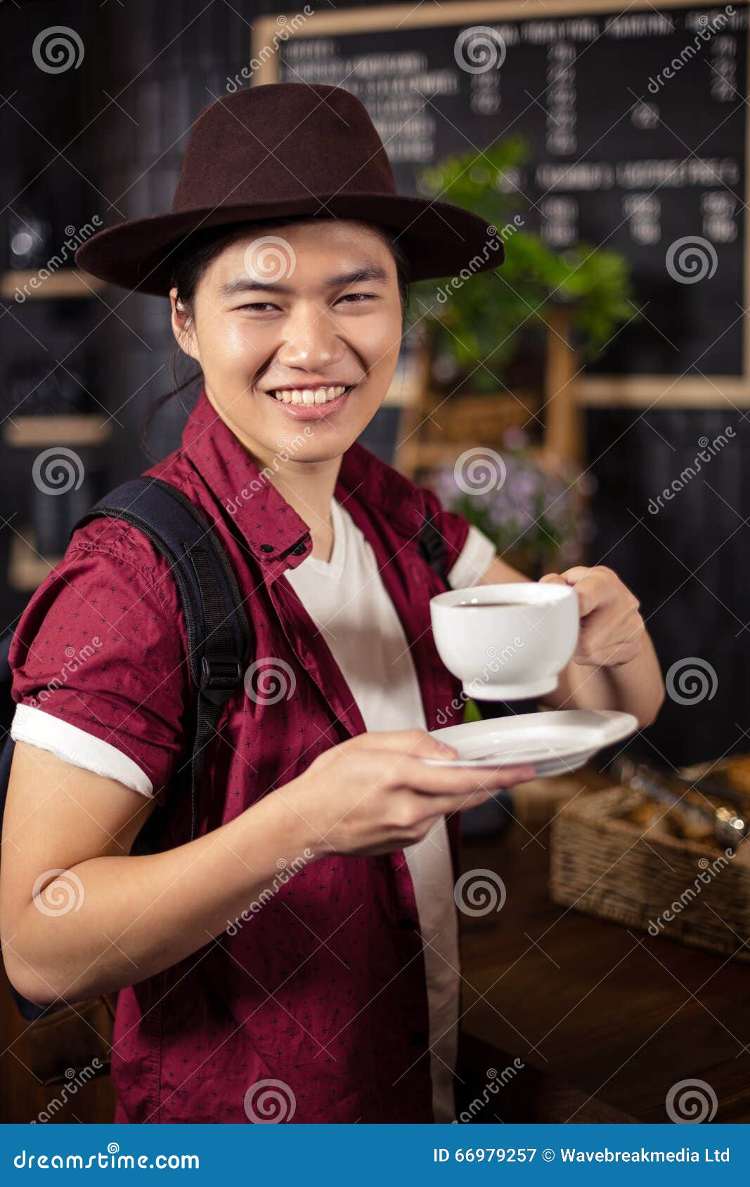 Happy Customer Drinking Coffee Stock Image - Image of barista, house ...