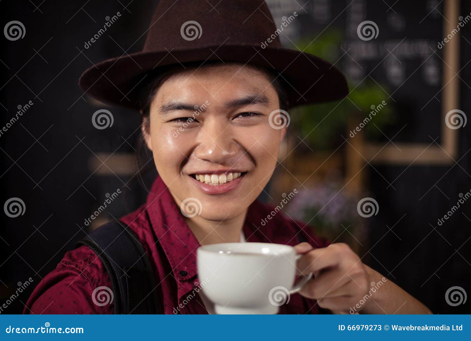 Happy Customer Drinking Coffee Stock Image - Image of bread, attractive ...