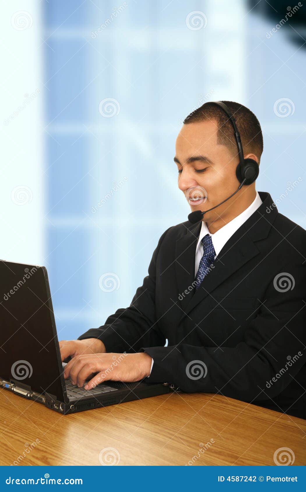 Happy Customer Representative Typing Stock Photo - Image of employee ...