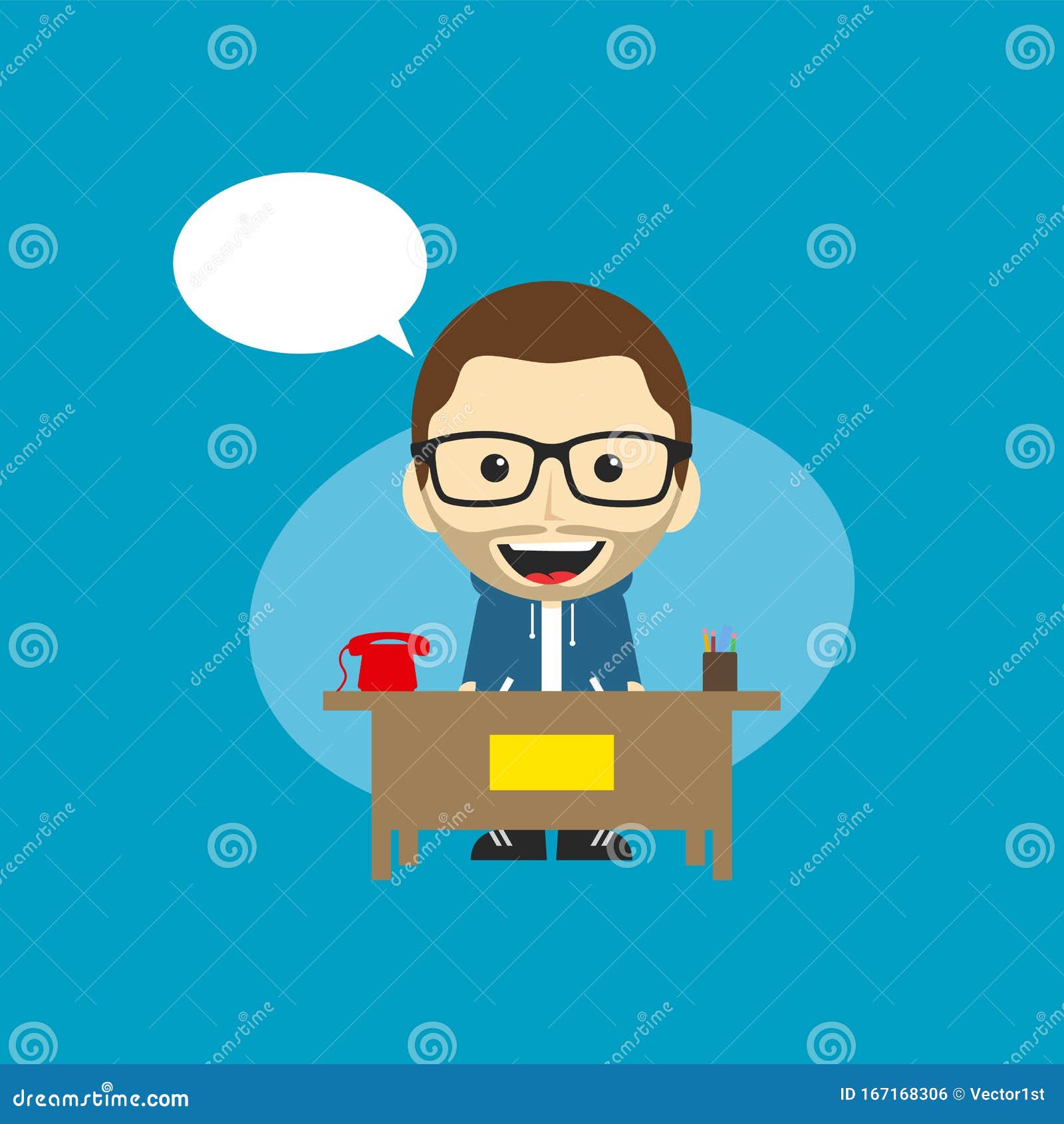 Happy Customer Service Receptionist Cartoon Character Vector Stock ...