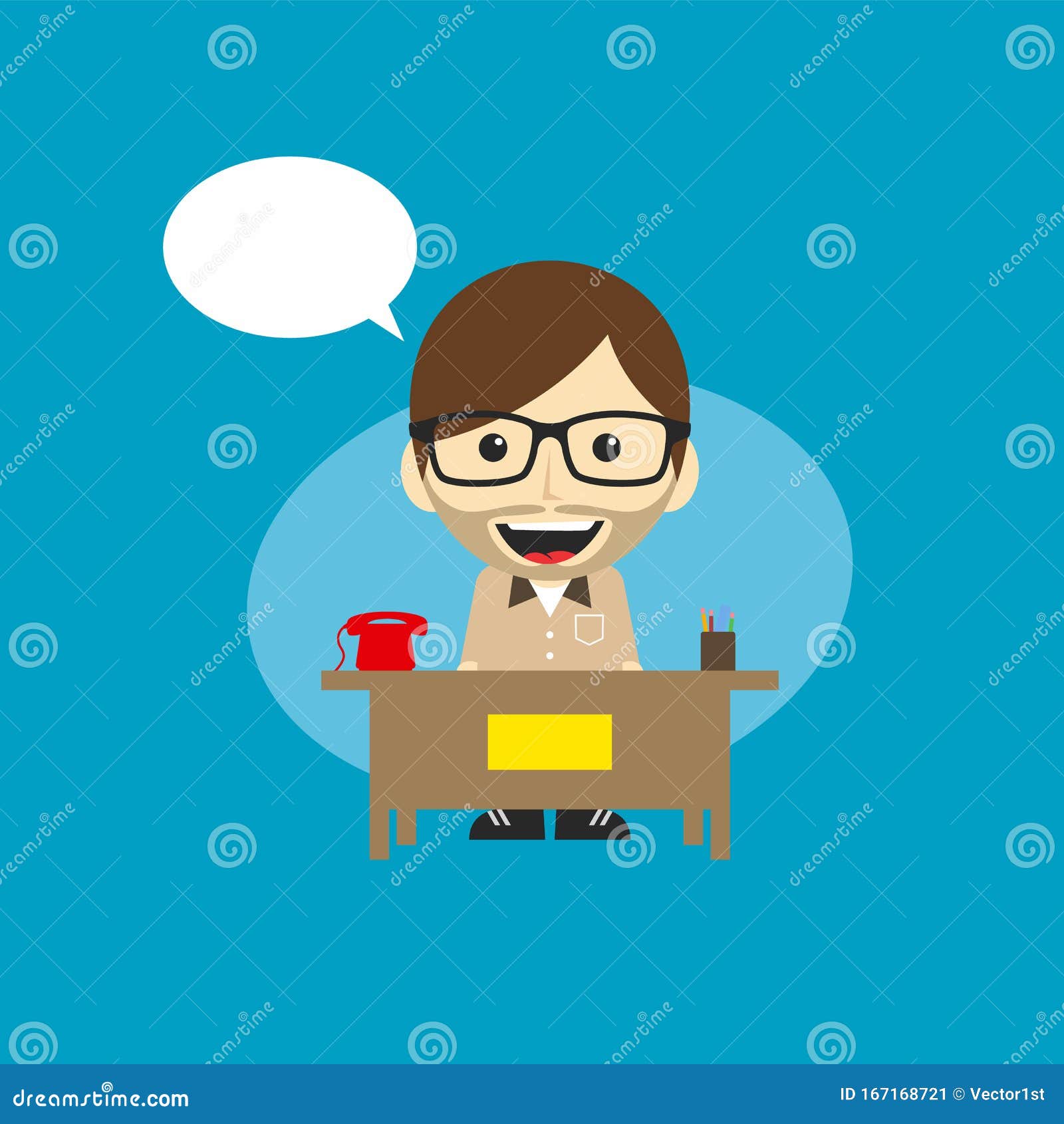 Happy Customer Service Receptionist Cartoon Character Vector Stock ...
