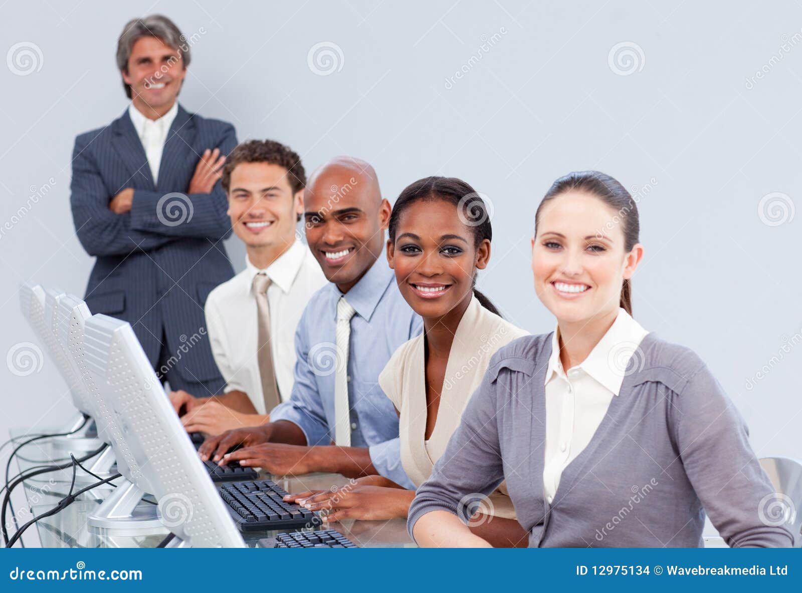 Happy Customer Service Representatives Stock Photo - Image of headset ...