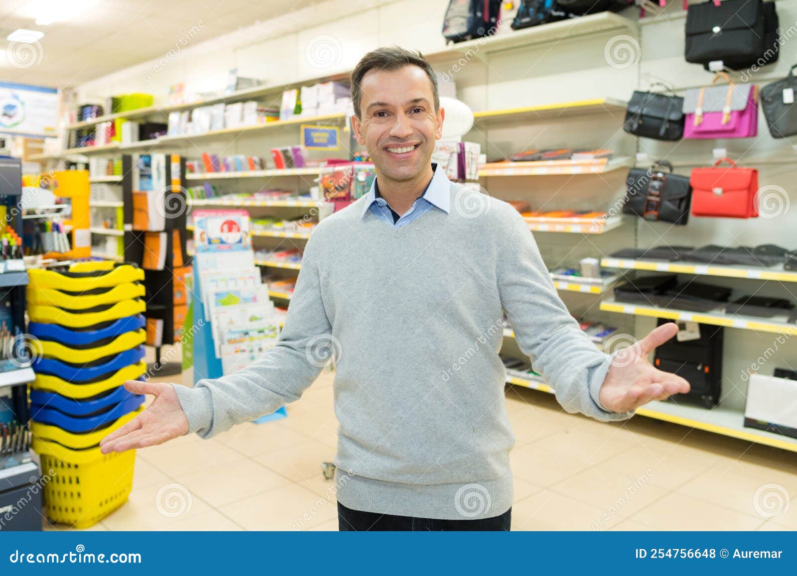 Happy customer at store stock photo. Image of employee - 254756648